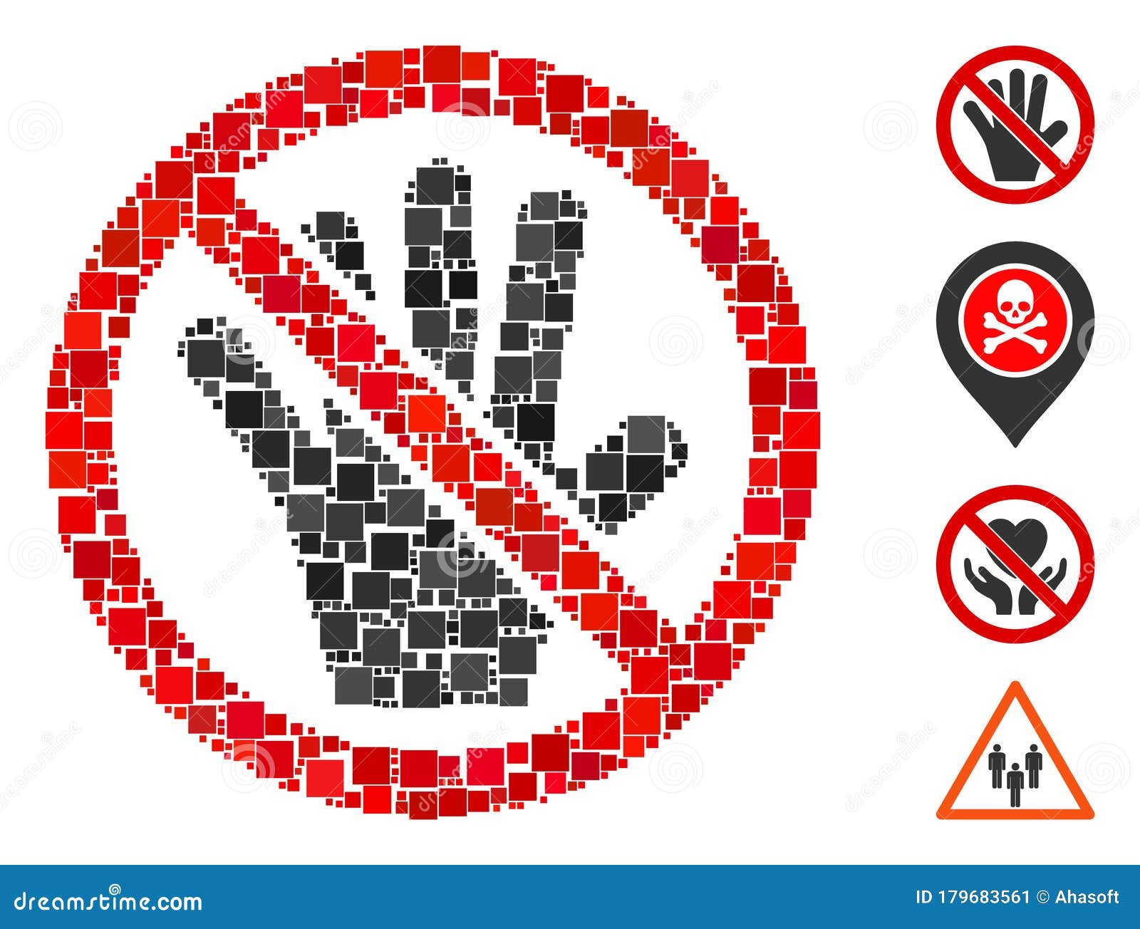 Square No Touch Palm Icon Vector Collage Stock Vector - Illustration of ...