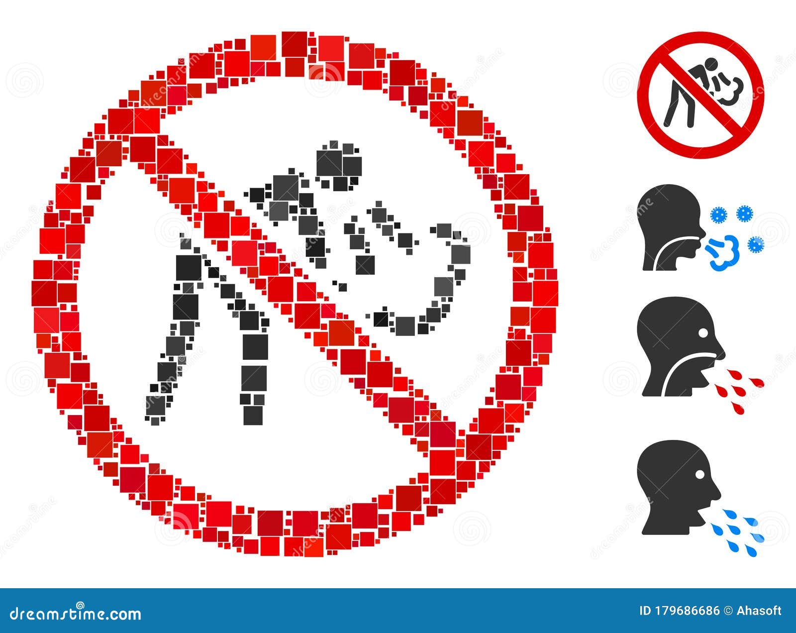 Square No Vomit Icon Vector Collage Stock Vector - Illustration of ...