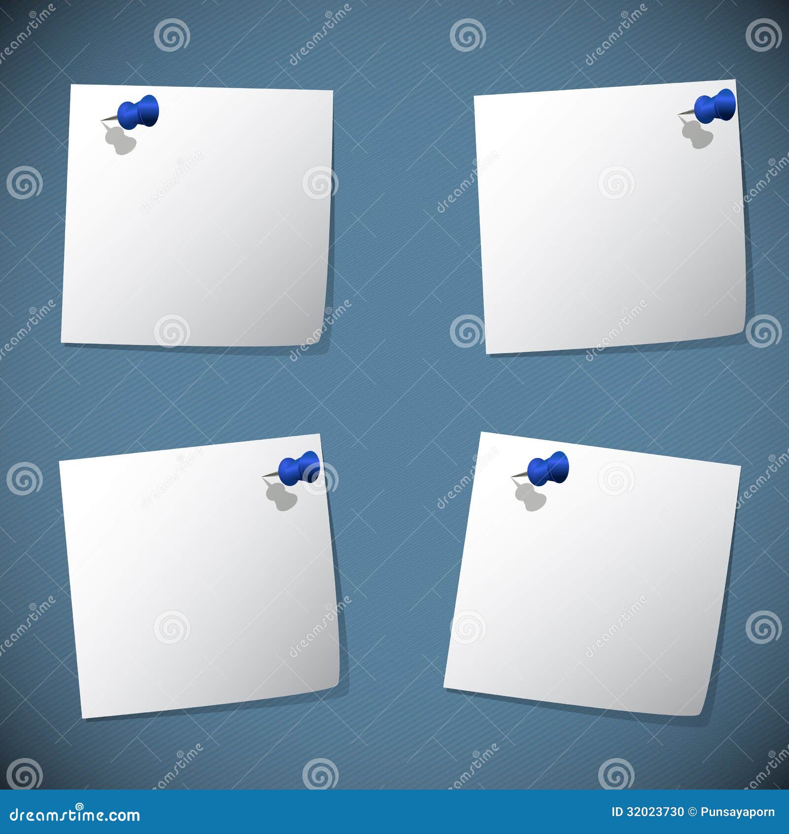 Square Note Papers with Blue Pin Stock Vector - Illustration of message ...