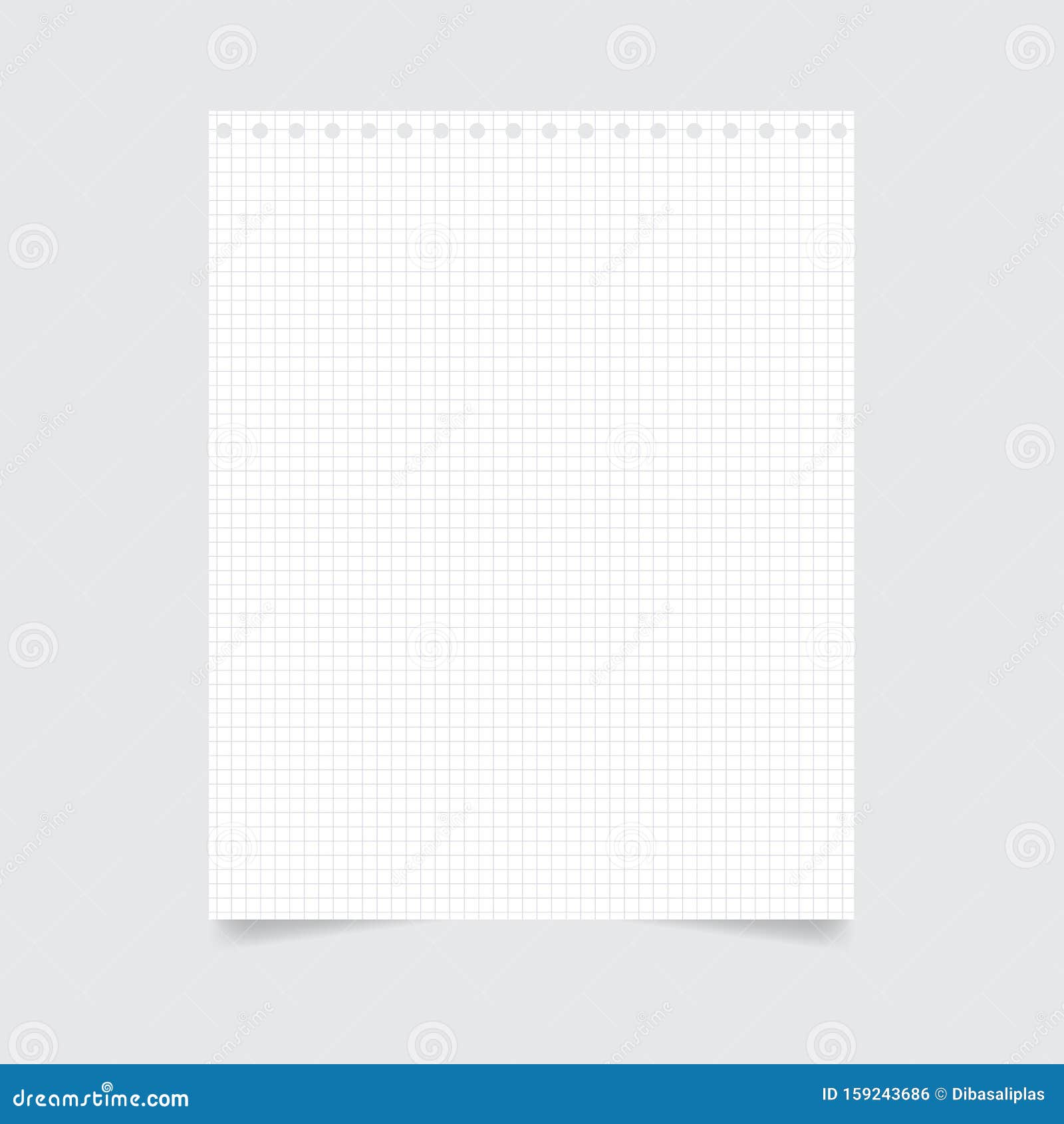 Square Notepad Sheet with Holes on a Gray Background . Stock Vector ...