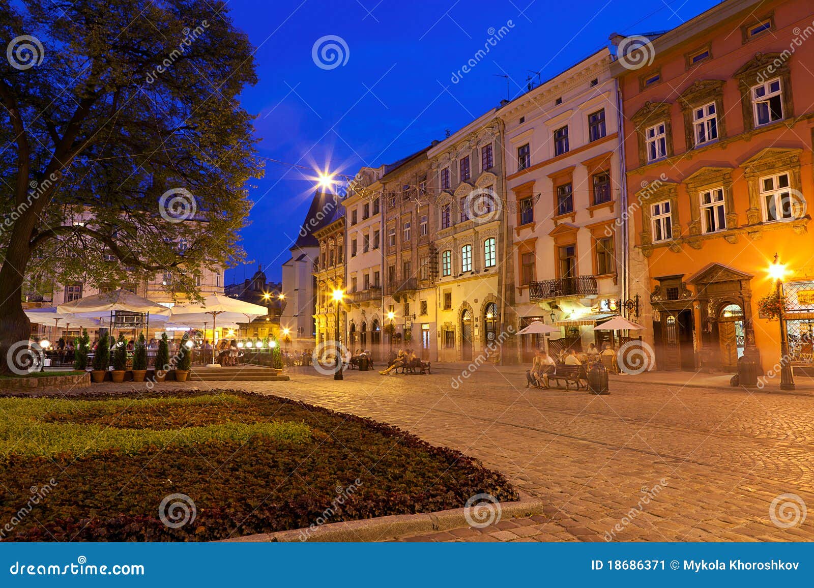 Square in Old European Town Lvov Stock Image - Image of tourist, square ...