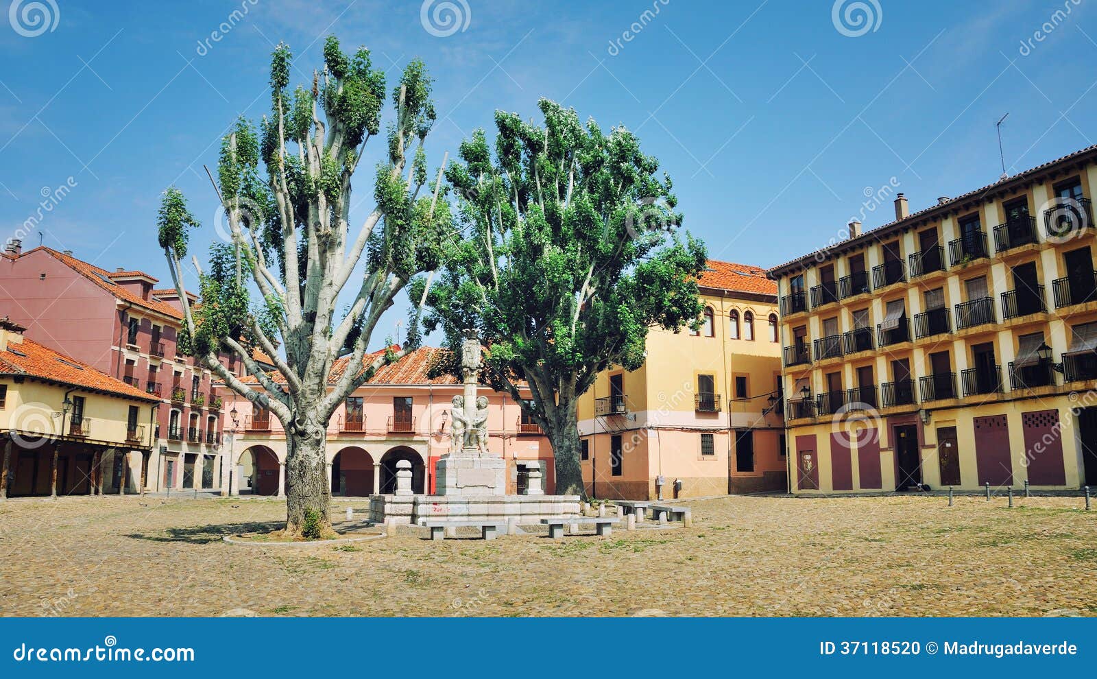 Square in old town Leon stock photo. Image of square - 37118520