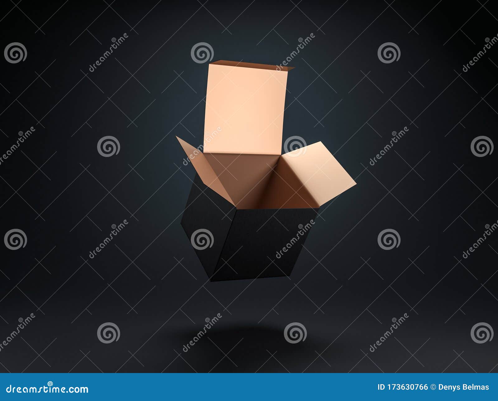 Square Opened Black Box with Gold Coating Inside Stock Illustration ...