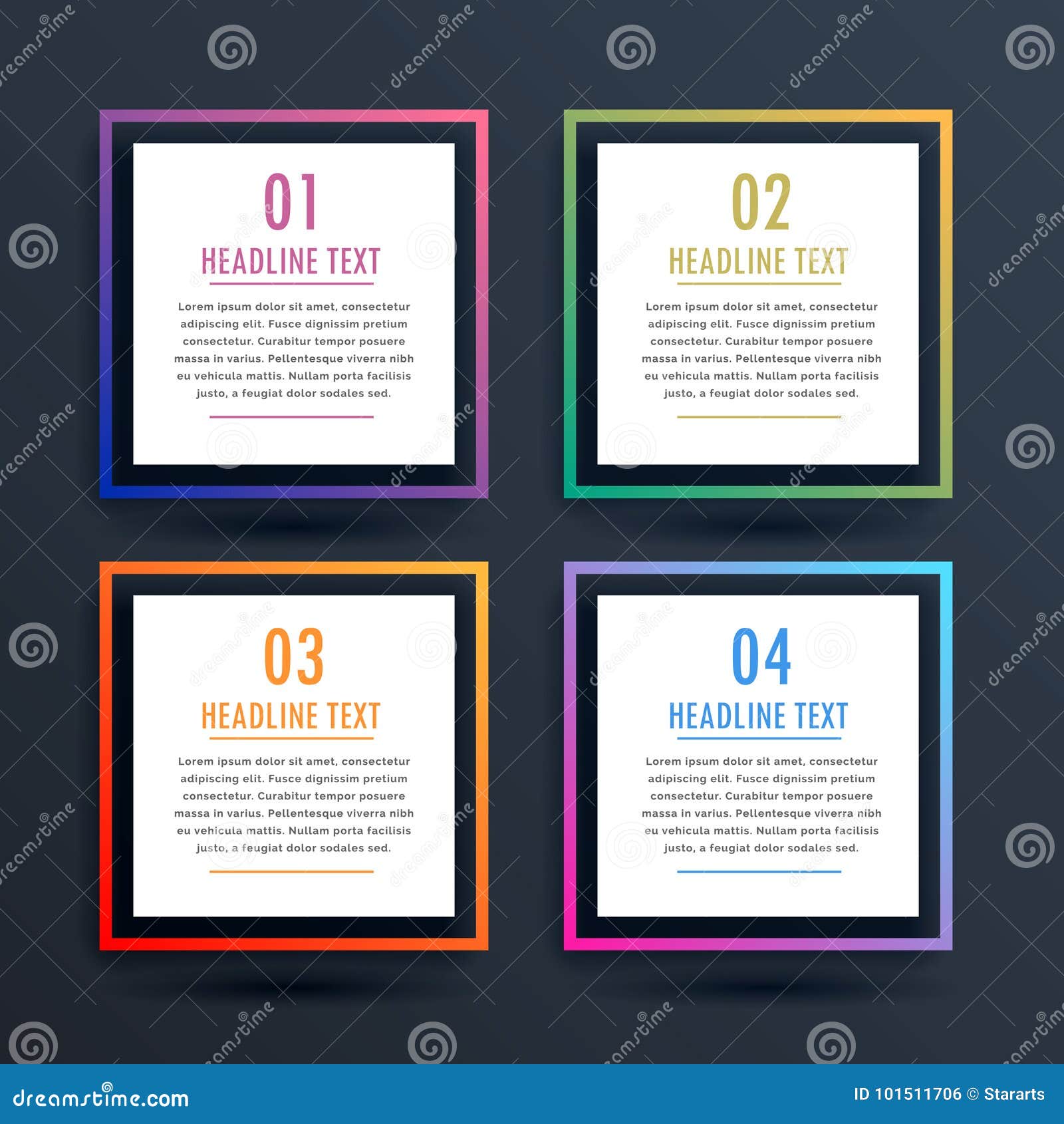 Square Options Infographic Design with Four Steps Stock Vector ...