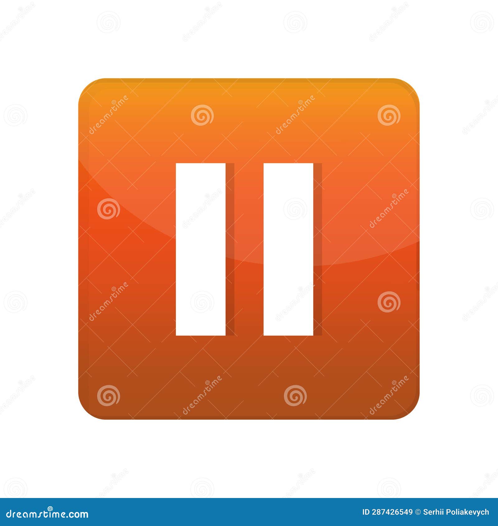Square Orange Pause Button. Vector Illustration. EPS 10 Stock Vector ...