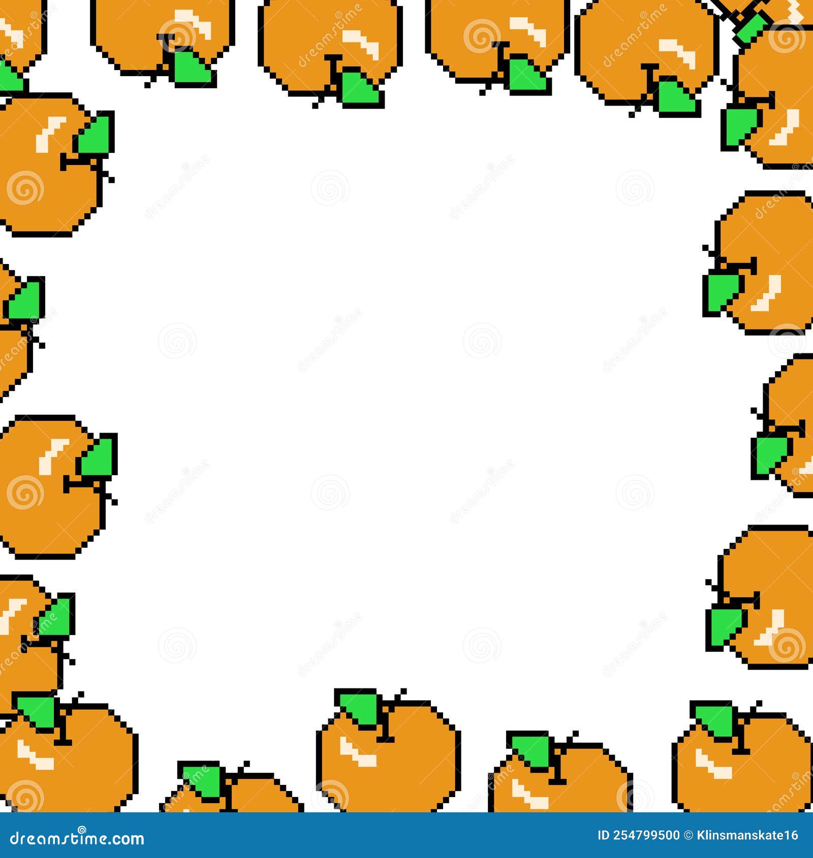 Square Orange Pixel Art Frame Design Stock Vector - Illustration of ...