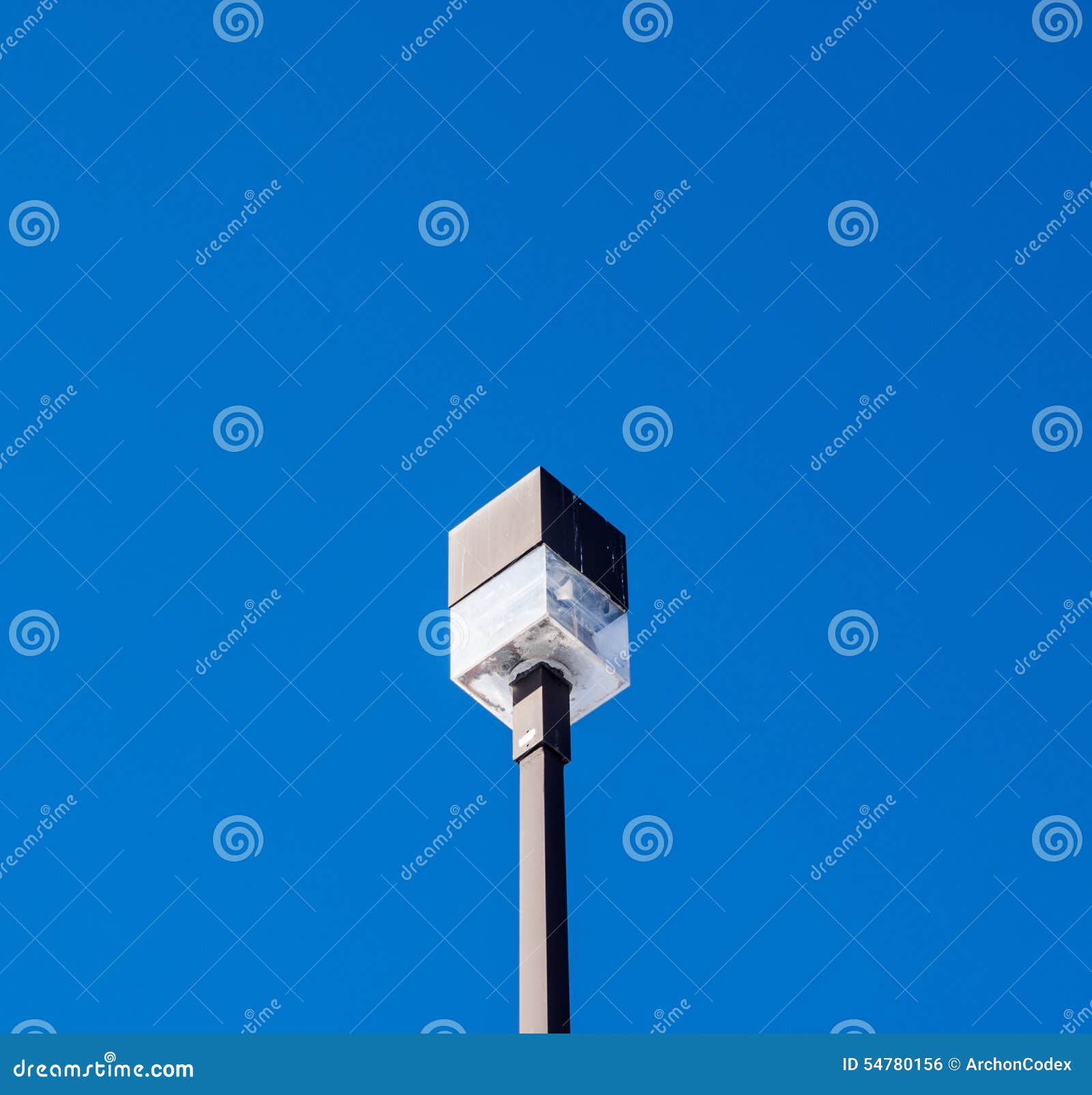 Square Outdoor Light on Post on Blue Sky. Stock Photo - Image of ...