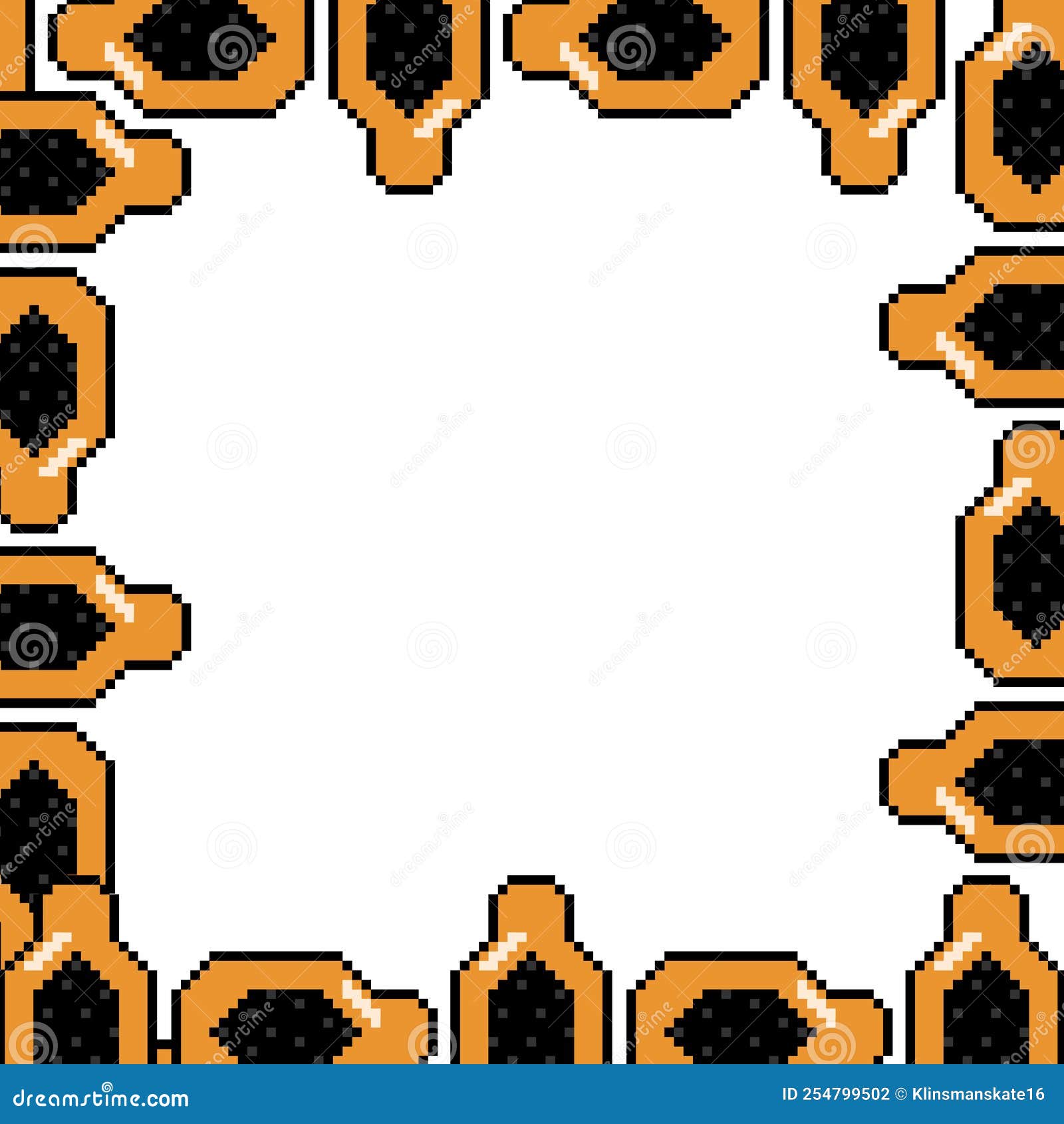 Square Papaya Pixel Art Frame Design Stock Vector - Illustration of ...