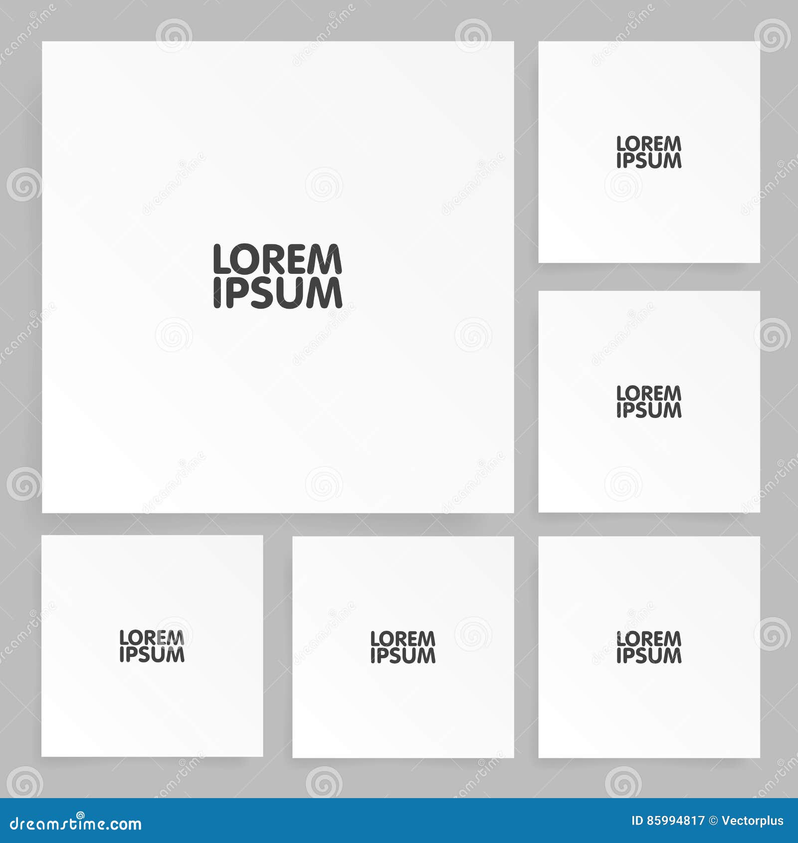 Square Paper Set Mock Up with Shadow. Vector Illustration Stock ...