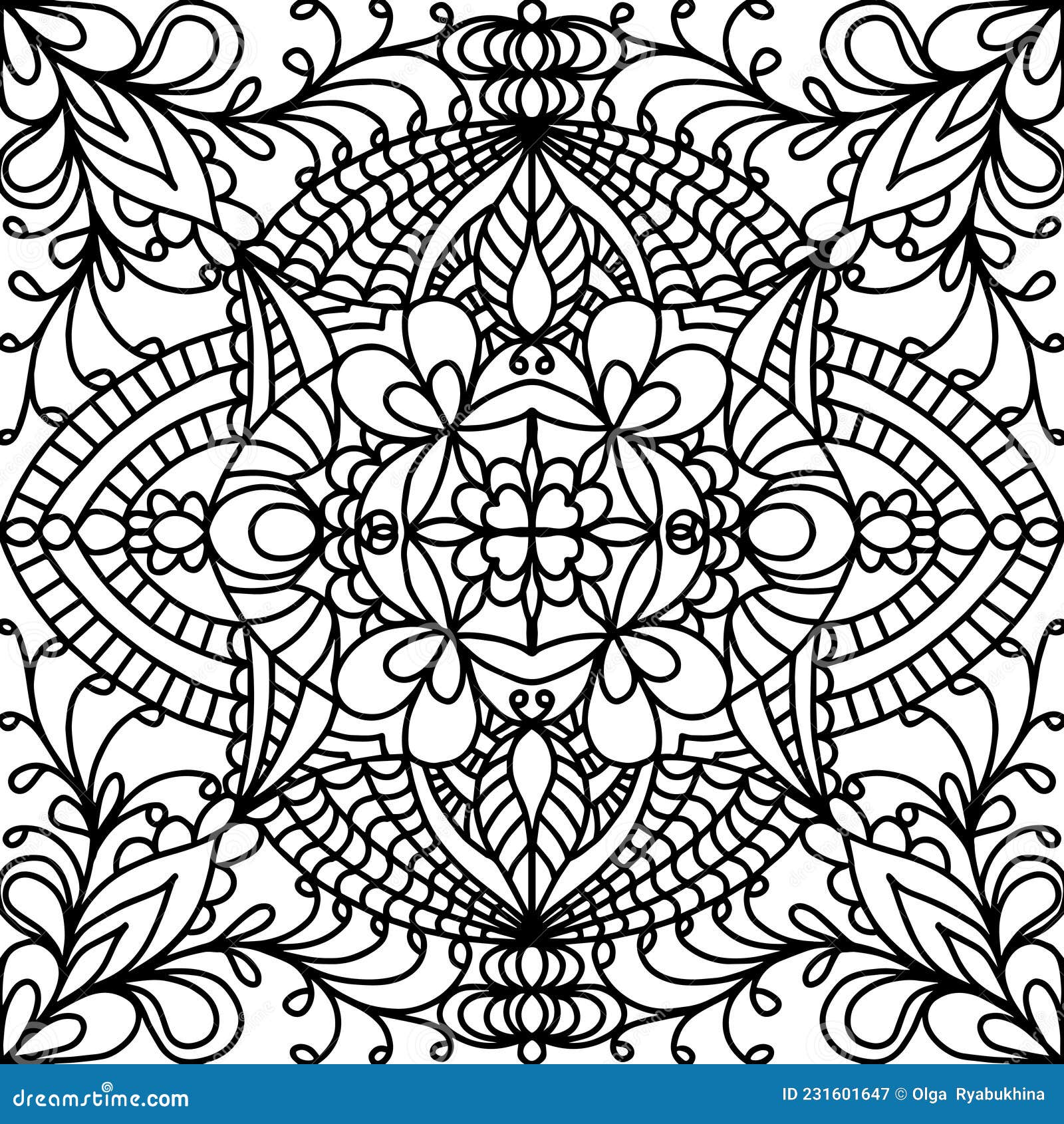 Square Pattern. Coloring Antistress. Seamless Pattern. Vector Stock ...