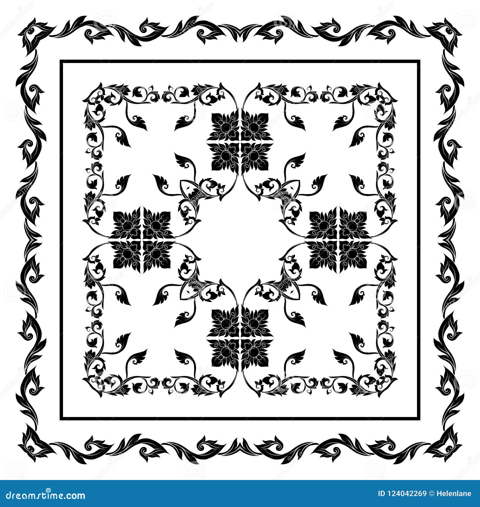Square Pattern with Decorative Outline Elements of Traditional Stock ...