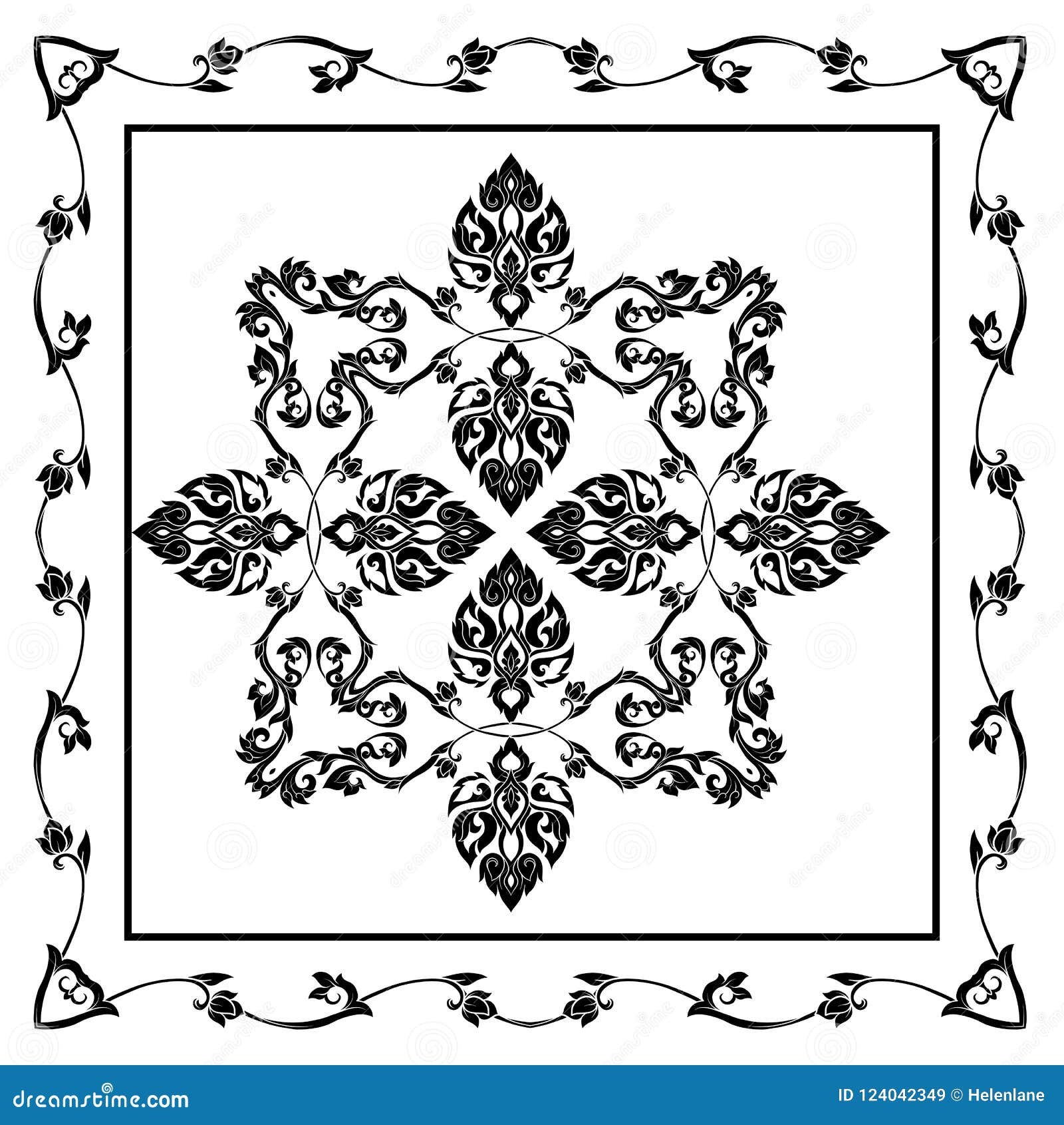 Square Pattern with Decorative Outline Elements of Traditional Stock ...