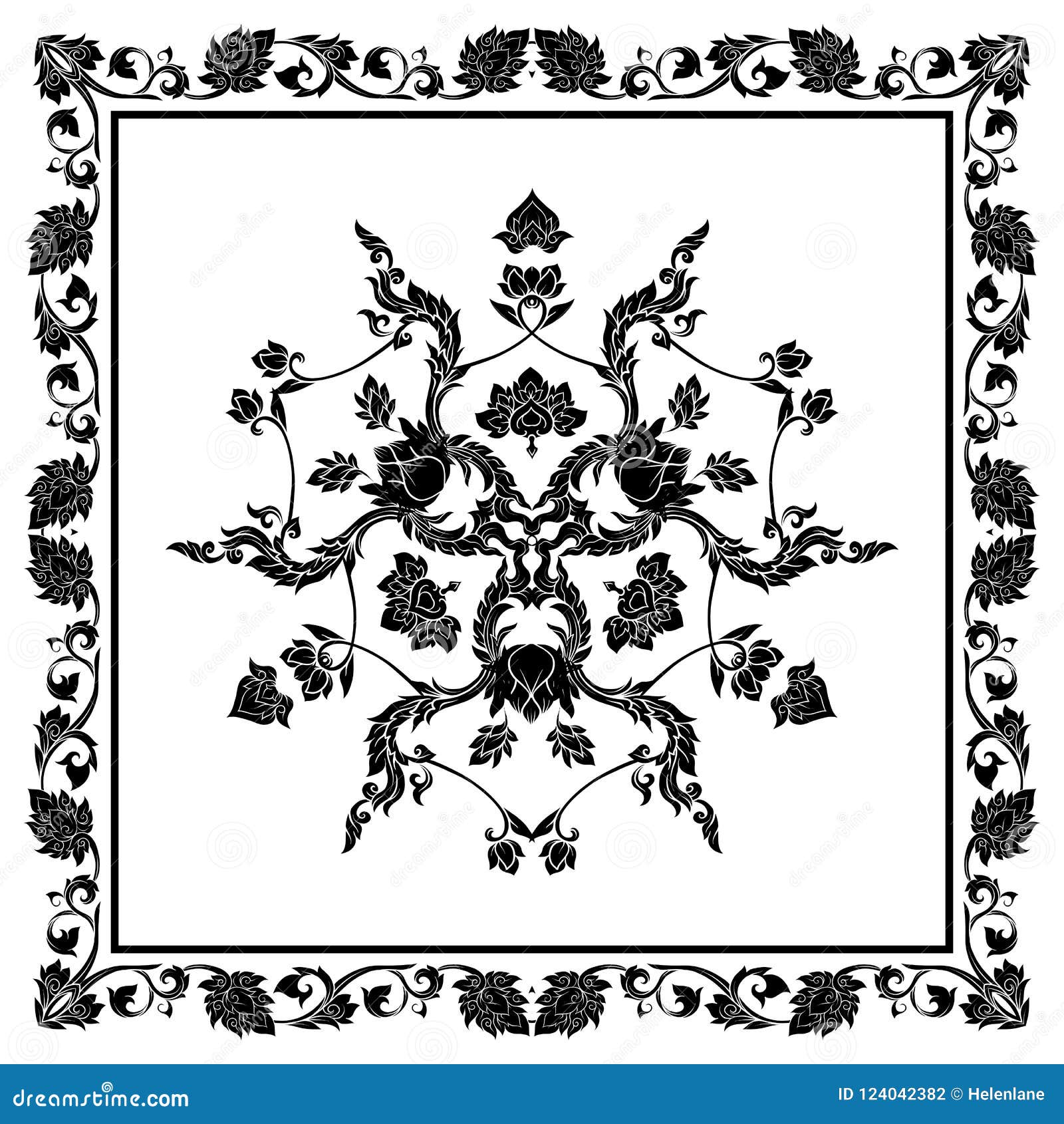 Square Pattern with Decorative Outline Elements of Traditional Stock ...