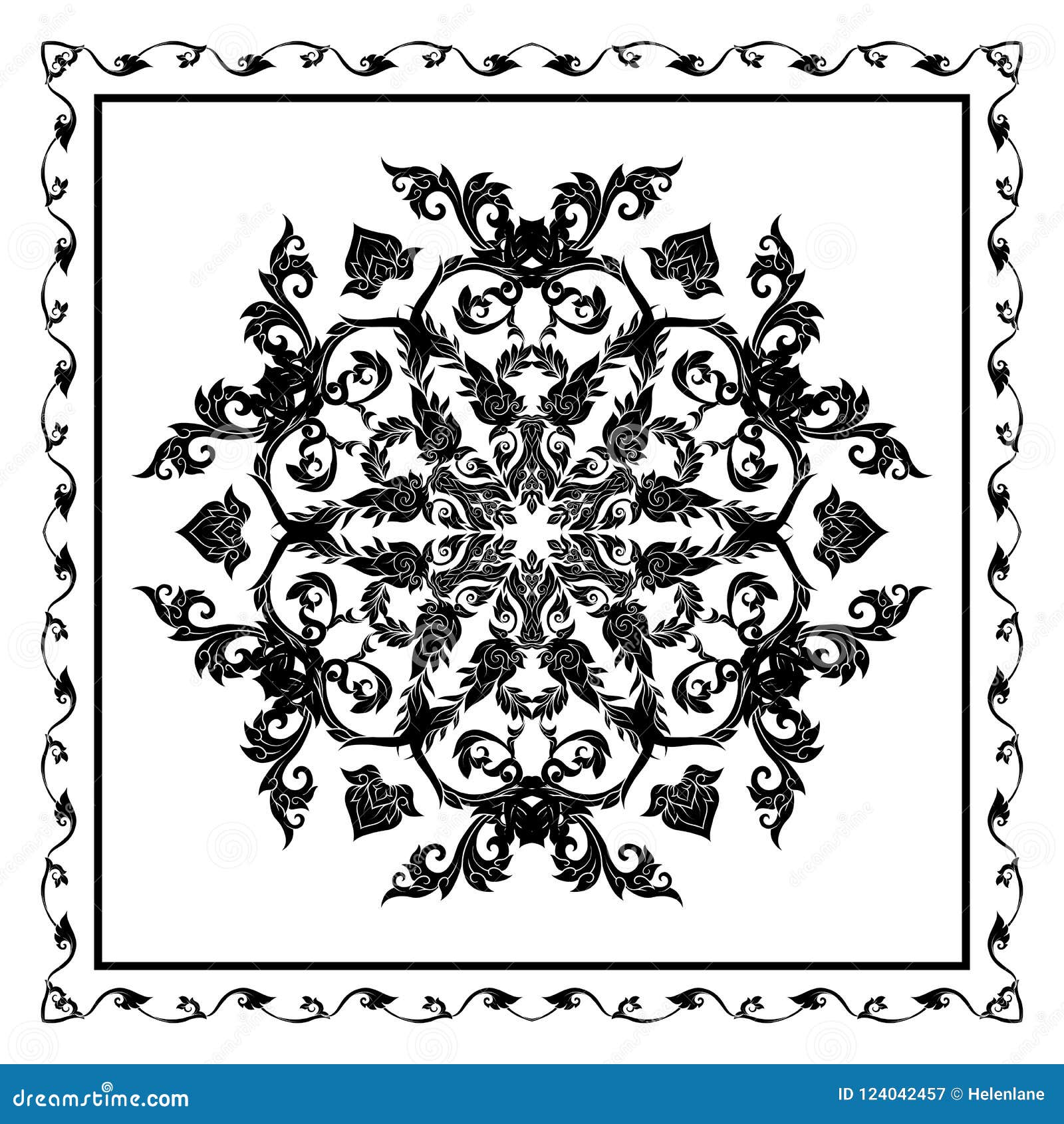 Square Pattern with Decorative Outline Elements of Traditional Stock ...