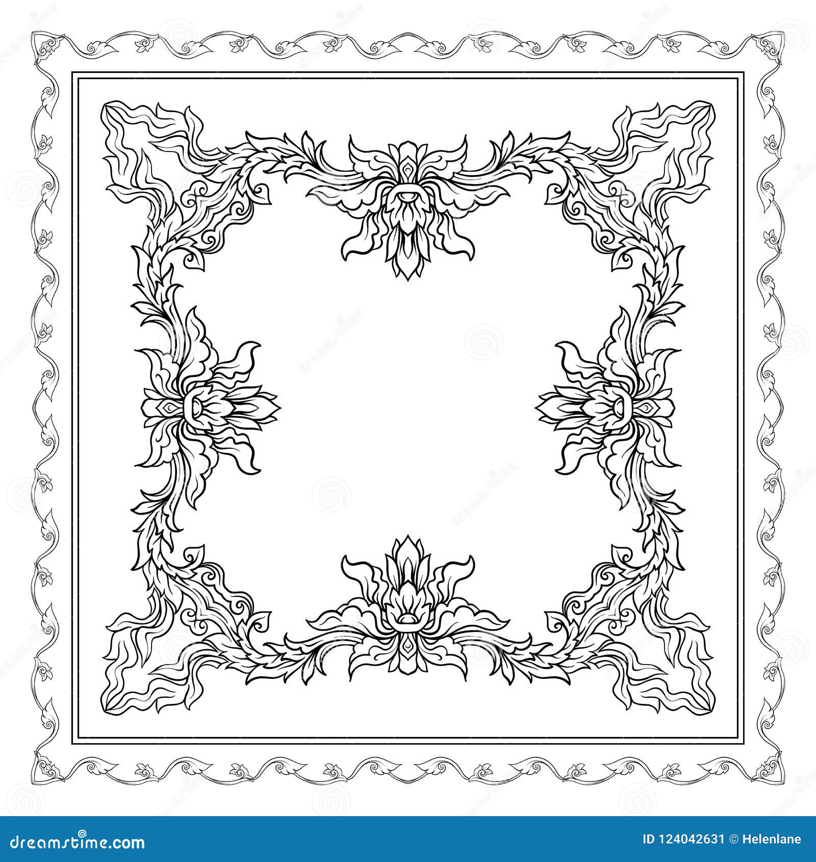 Square Pattern with Decorative Outline Elements of Traditional Stock ...