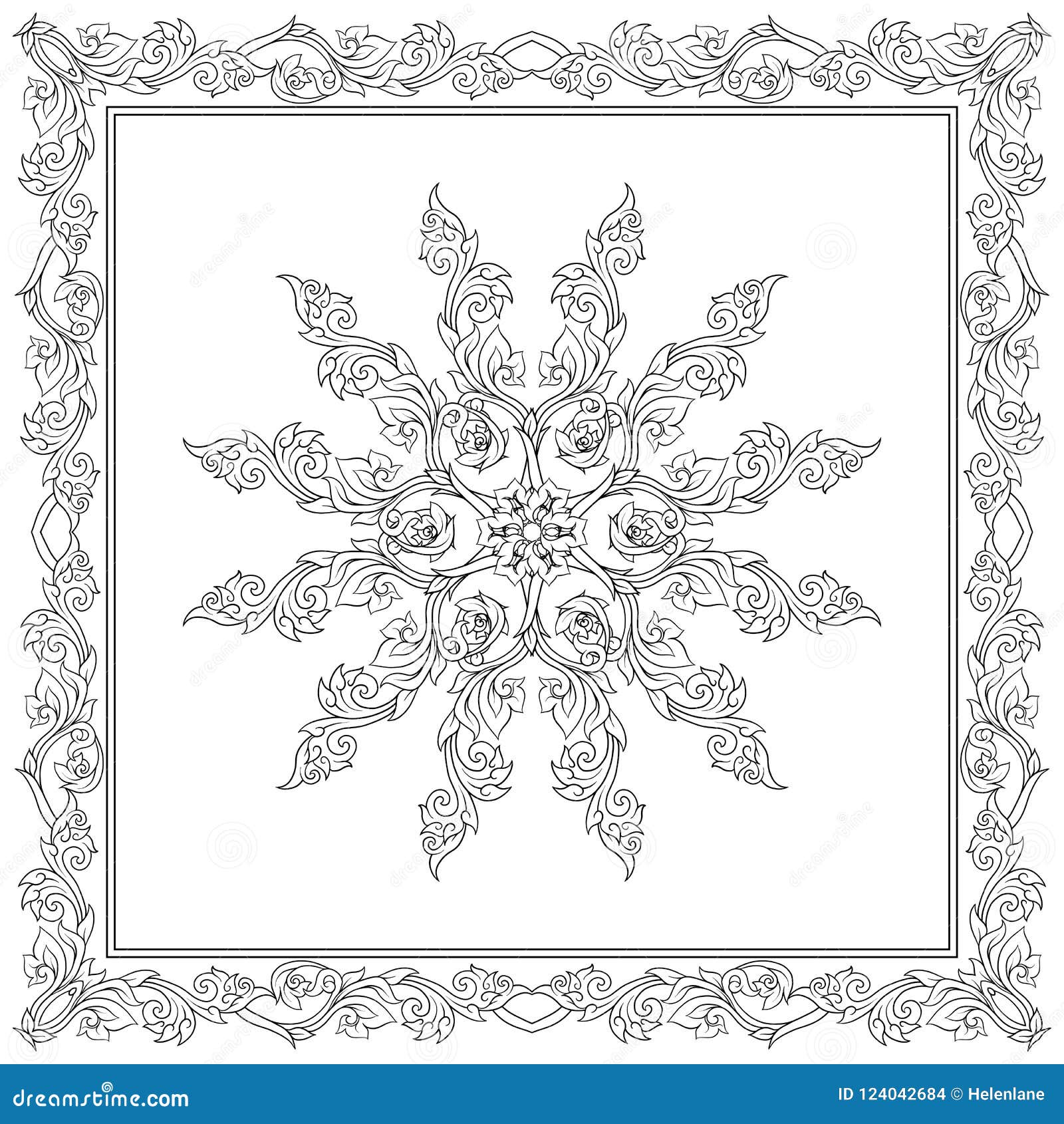 Square Pattern with Decorative Outline Elements of Traditional Stock ...
