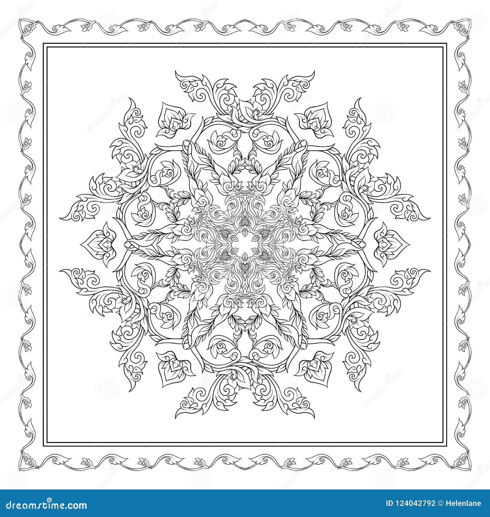 Square Pattern with Decorative Outline Elements of Traditional Stock ...