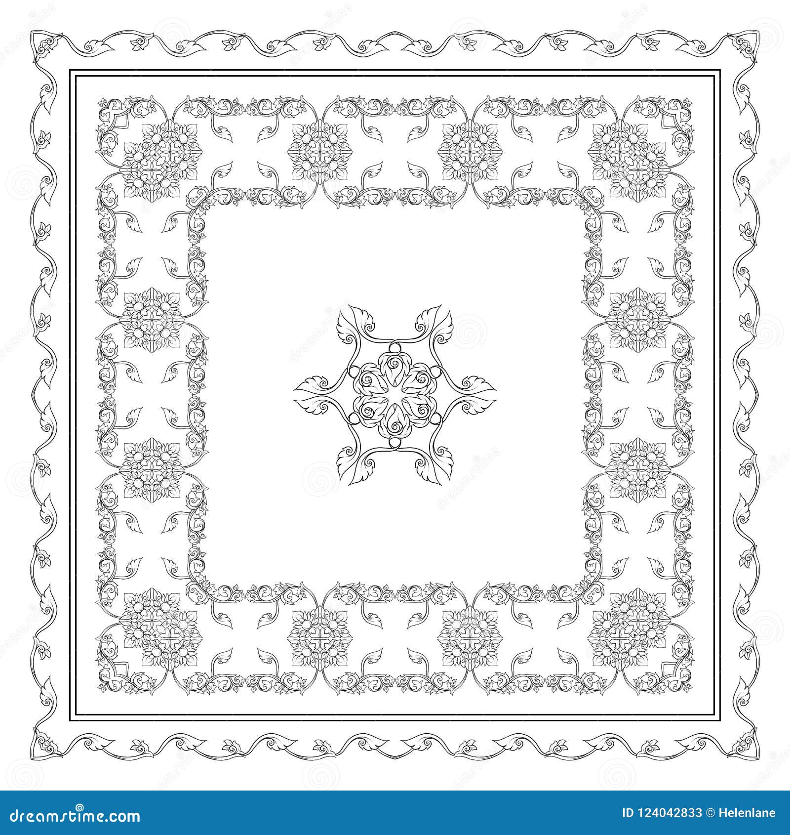 Square Pattern with Decorative Outline Elements of Traditional Stock ...
