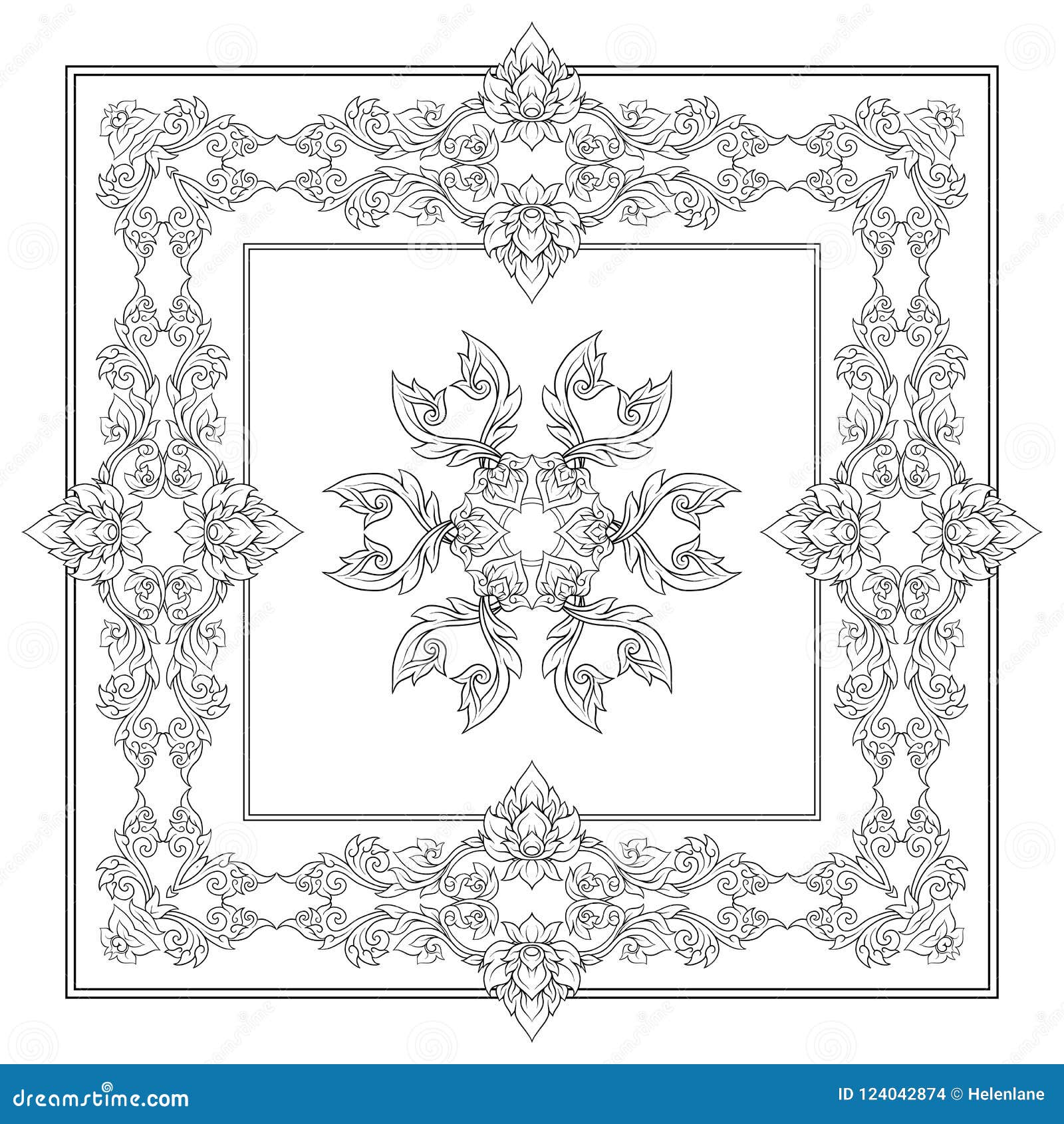 Square Pattern with Decorative Outline Elements of Traditional Stock ...