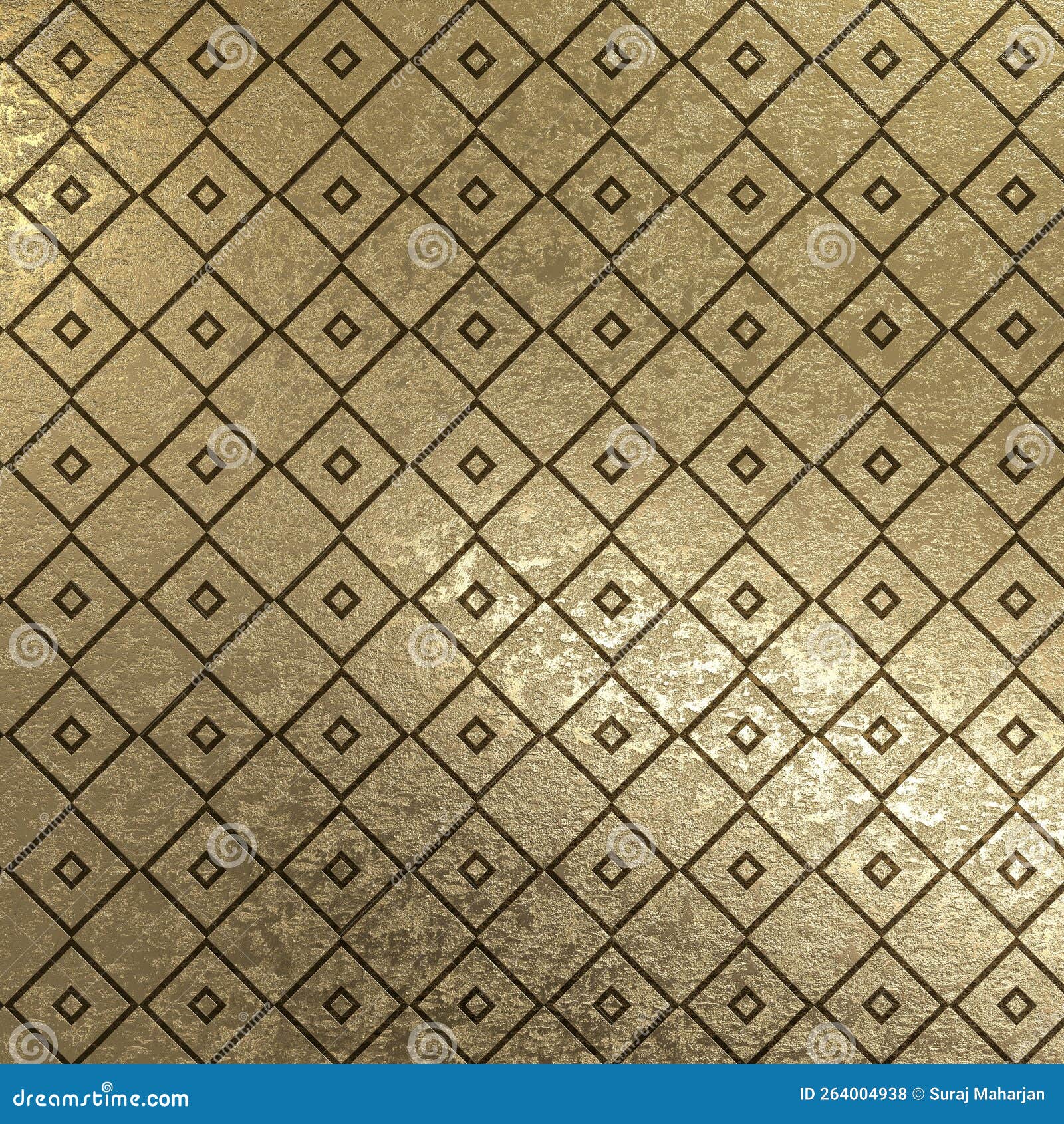 Square Pattern in Golden Yellow Metal Brass Pattern Stock Illustration ...