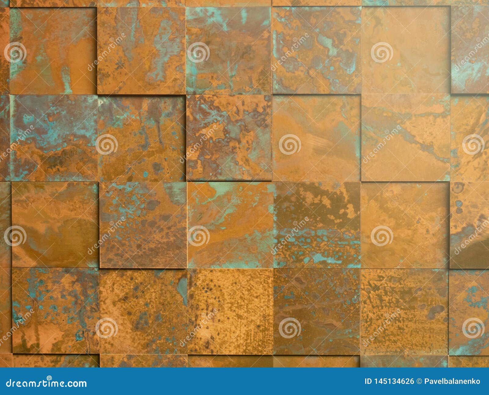 Square Pattern Made of Rusty Copper Plates for Home Docoration Design ...
