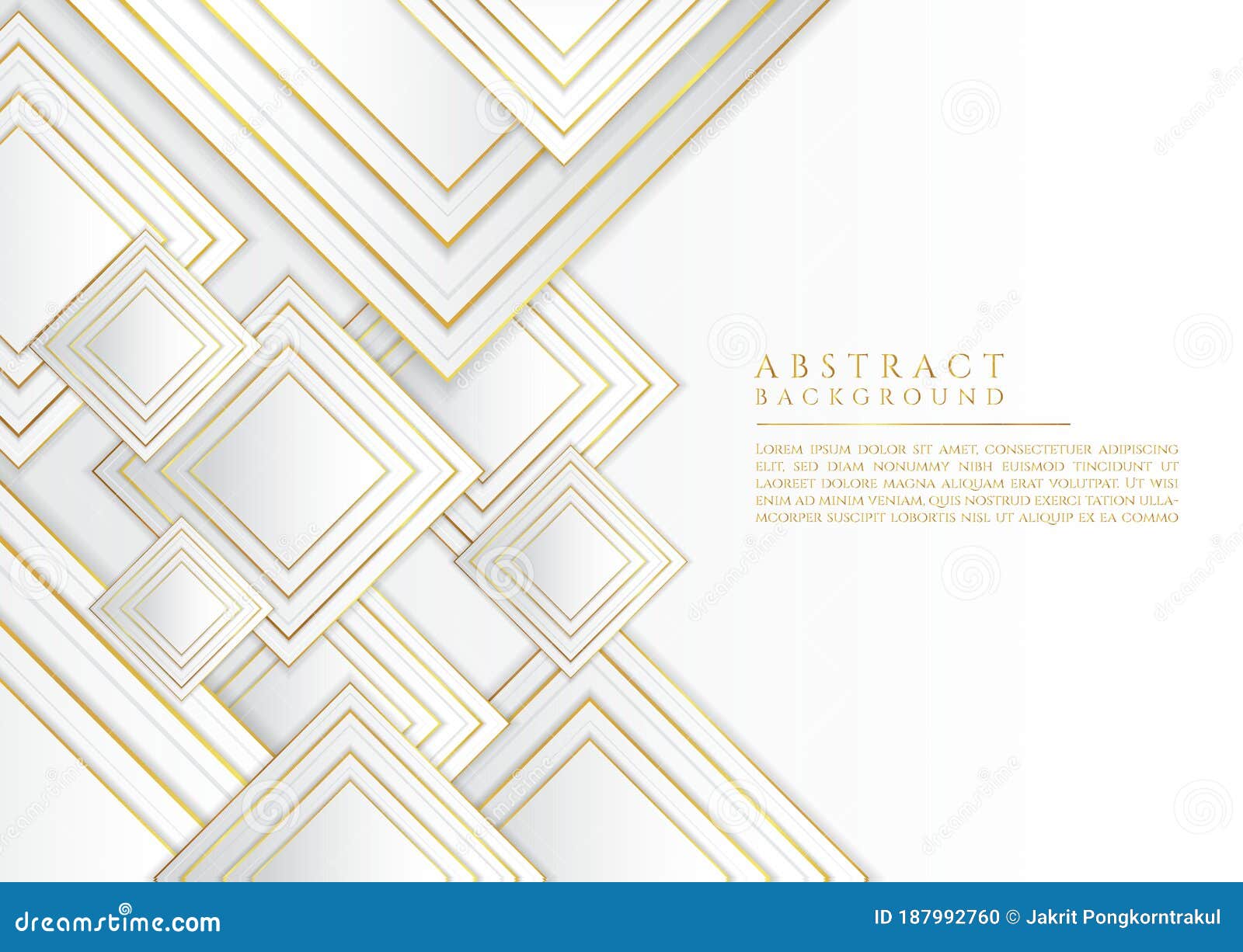 Square Pattern Overlap Layer Design White and Gold Color Style with ...