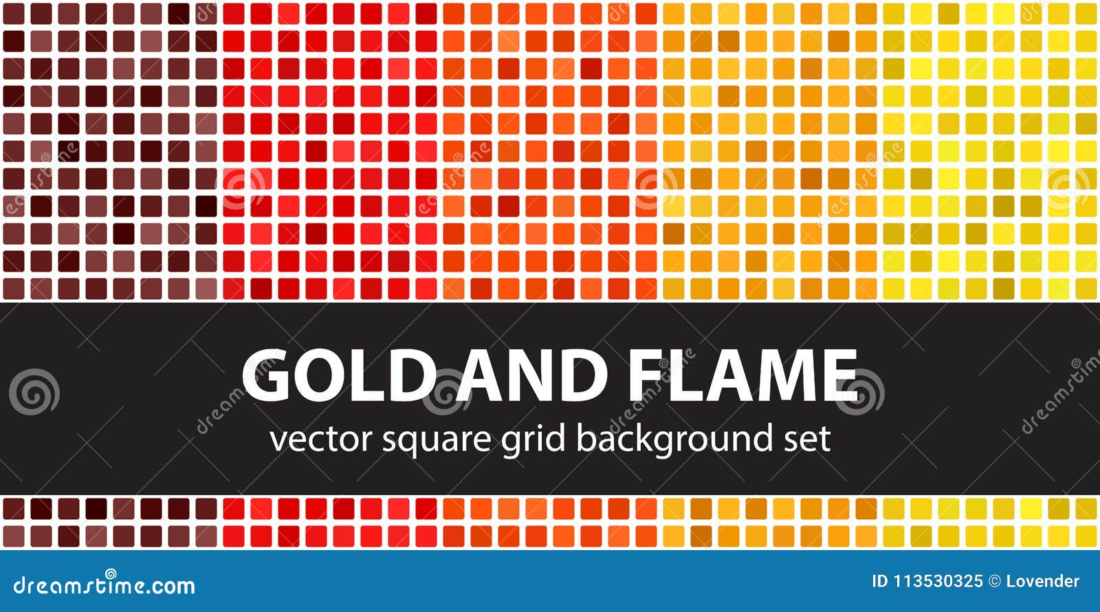 Square Pattern Set Gold and Flame. Vector Seamless Tile Backgrounds ...