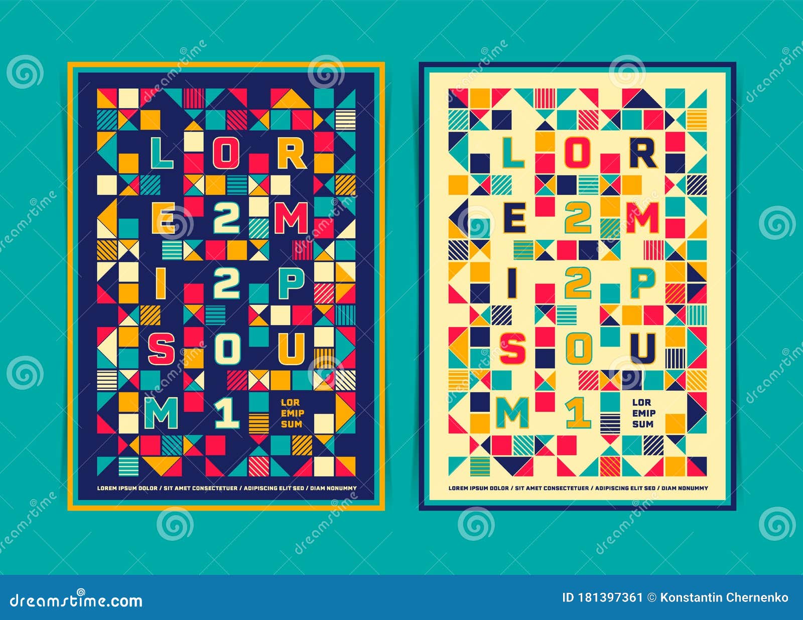 Square Patterns Poster Template with Colorful Geometric Elements ...