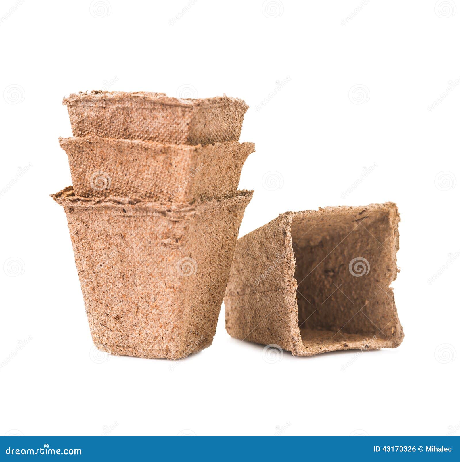Square peat pots isolated stock photo. Image of nature - 43170326