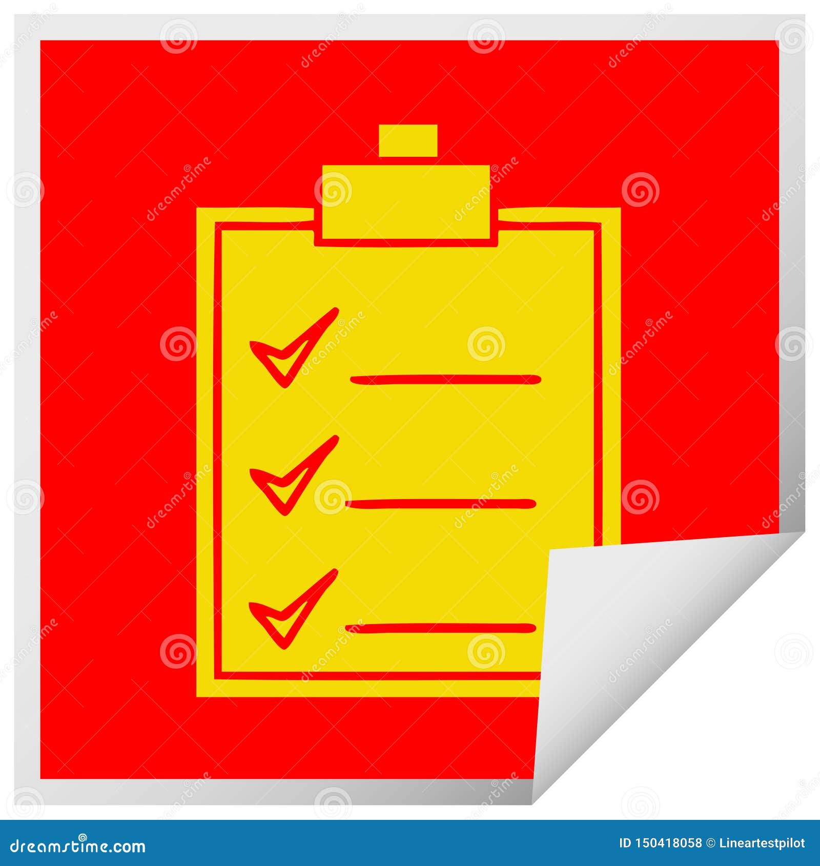 Square Peeling Sticker Cartoon of a Check List Stock Vector ...