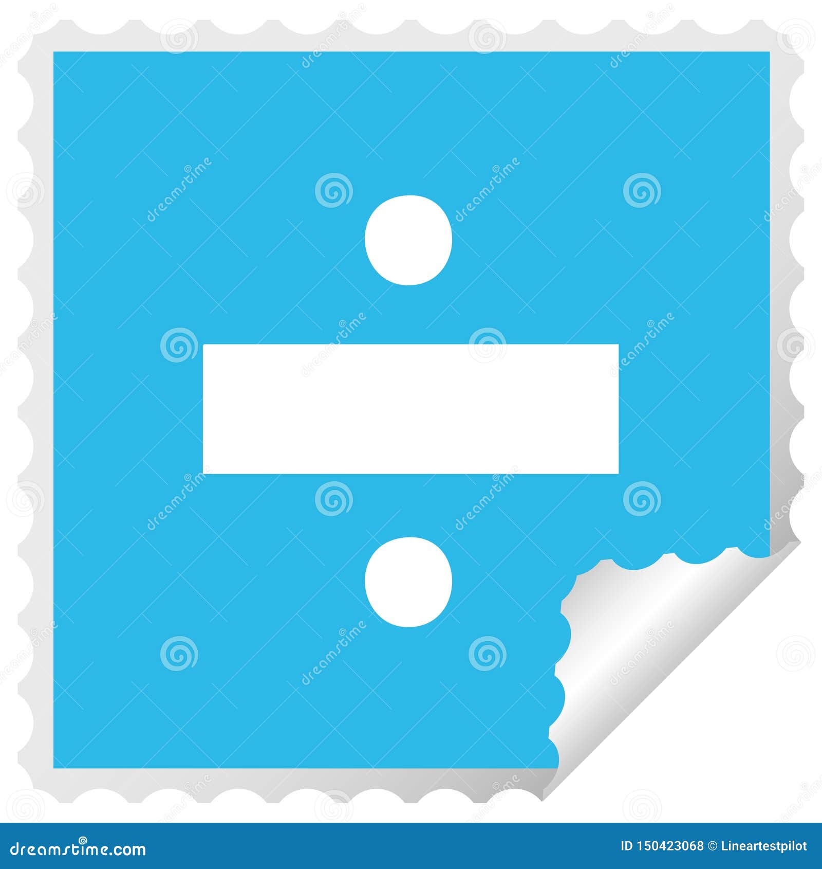 Square Peeling Sticker Cartoon of a Division Symbol Stock Vector ...