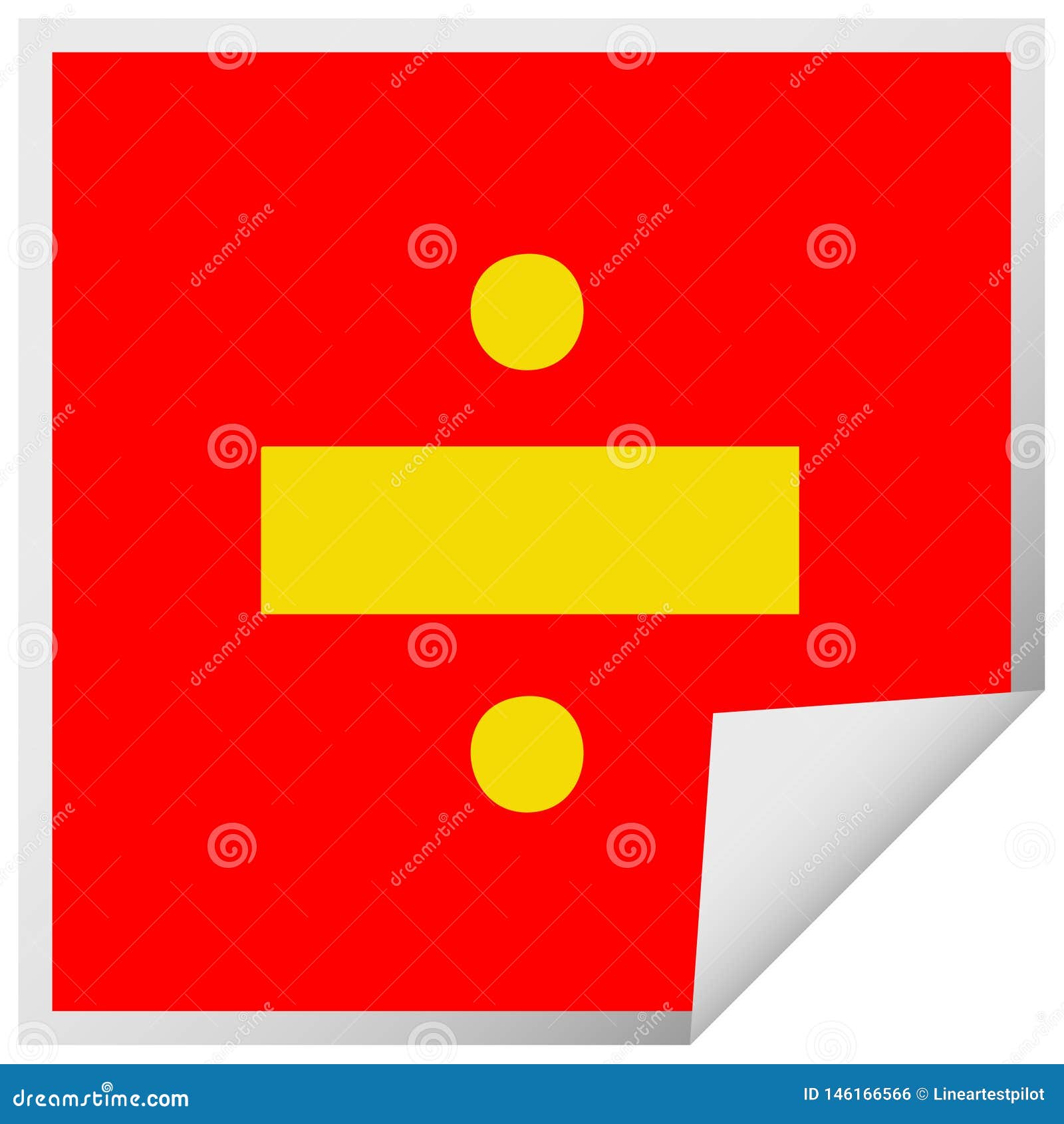 Square Peeling Sticker Cartoon of a Division Symbol Stock Vector ...