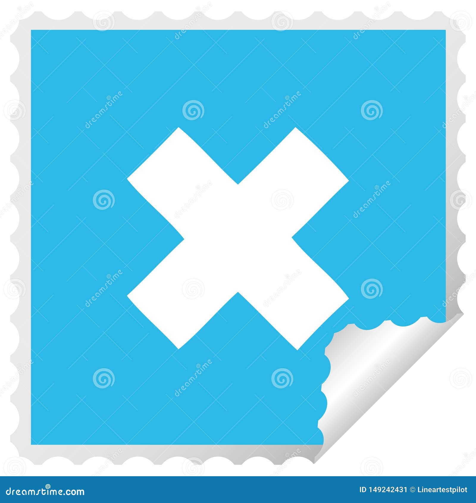 Square Peeling Sticker Cartoon Multiplication Symbol Stock Vector ...