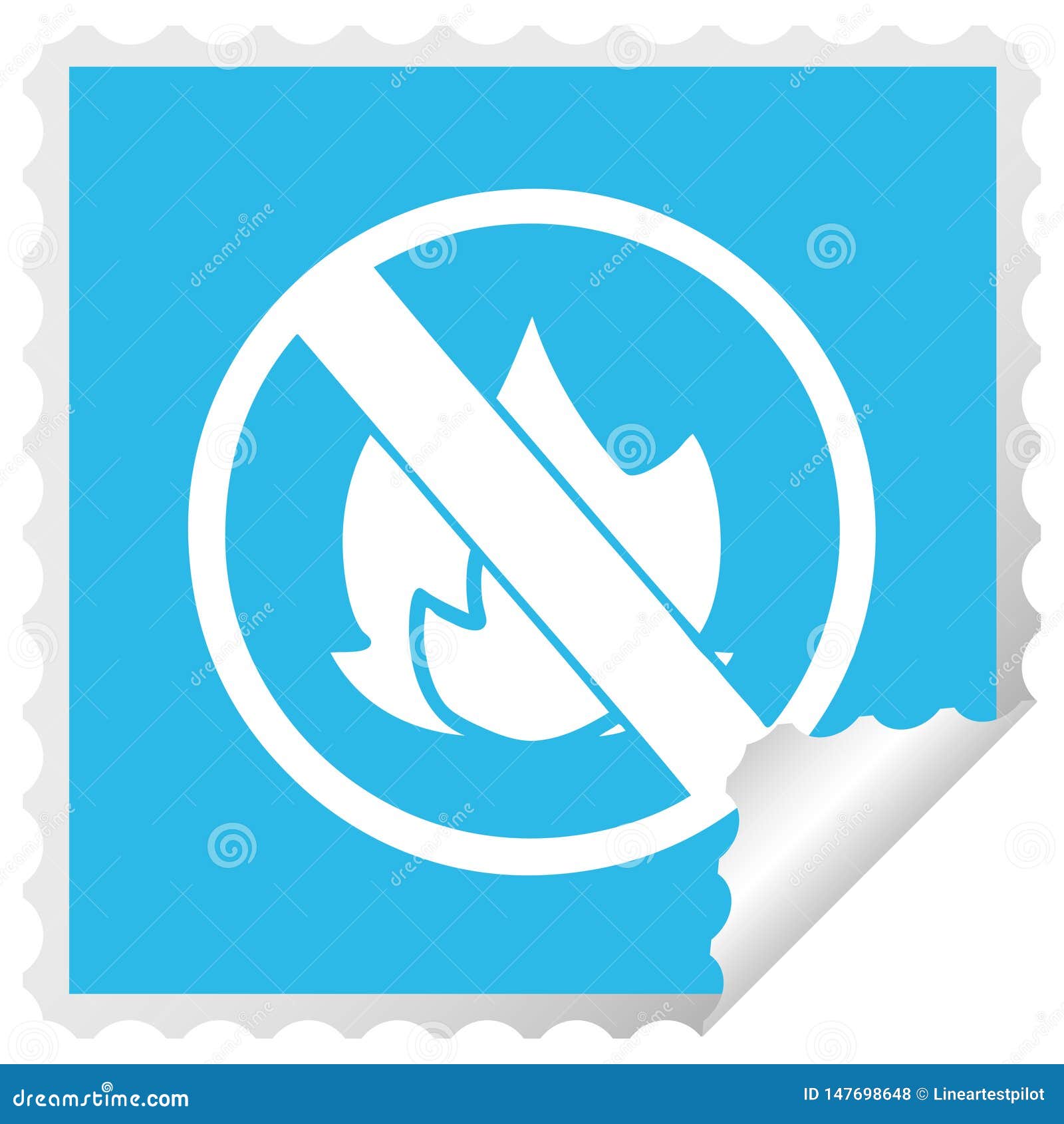 Square Peeling Sticker Cartoon No Fire Allowed Sign Stock Vector ...