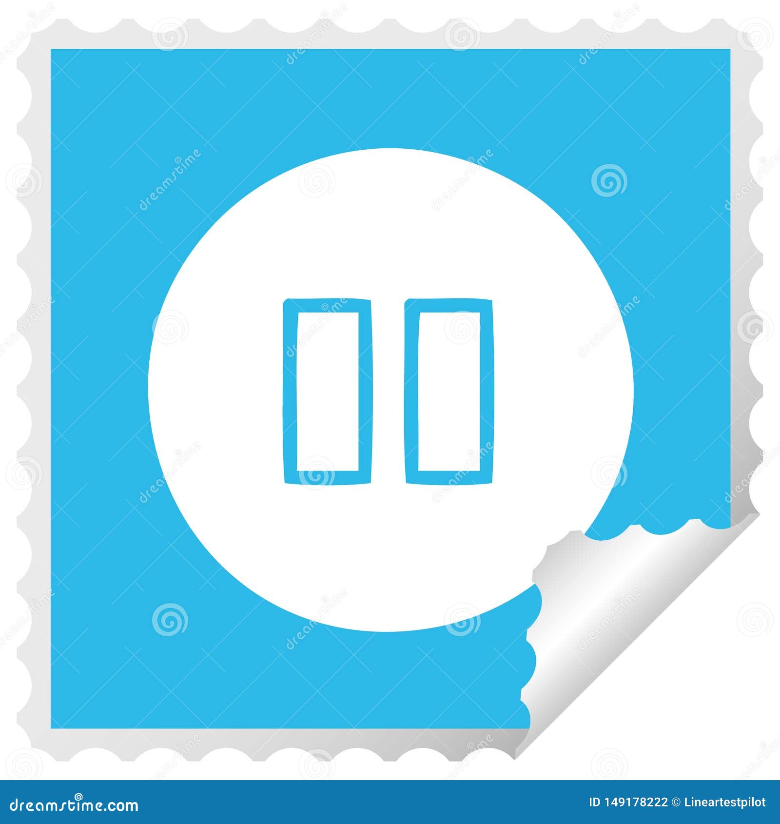 Square Peeling Sticker Cartoon Pause Button Stock Vector - Illustration ...
