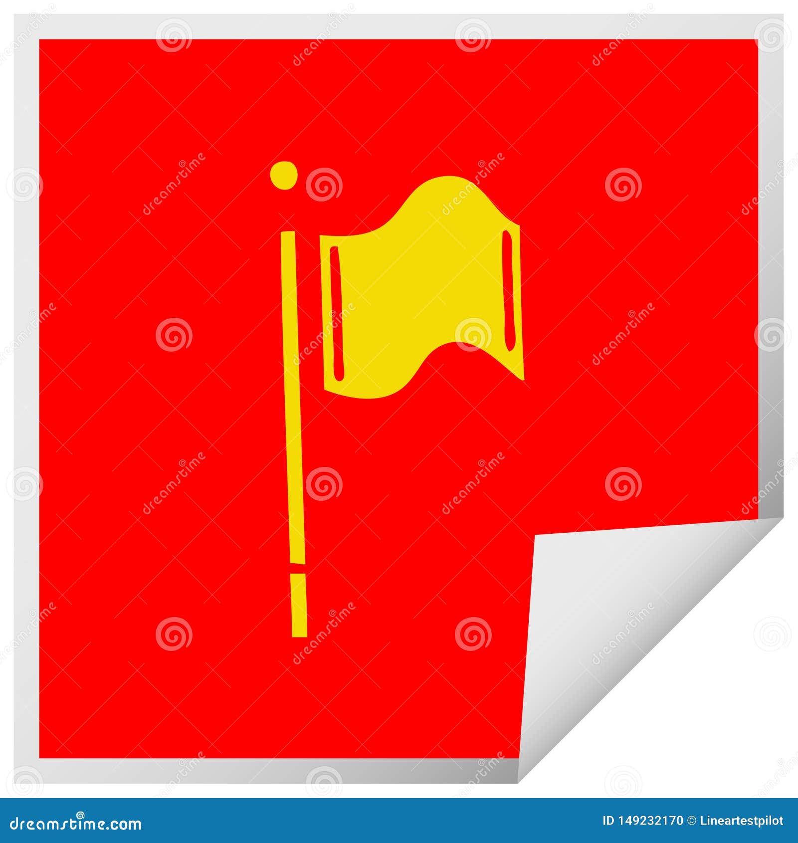 Square Peeling Sticker Cartoon Red Flag Stock Vector - Illustration of ...