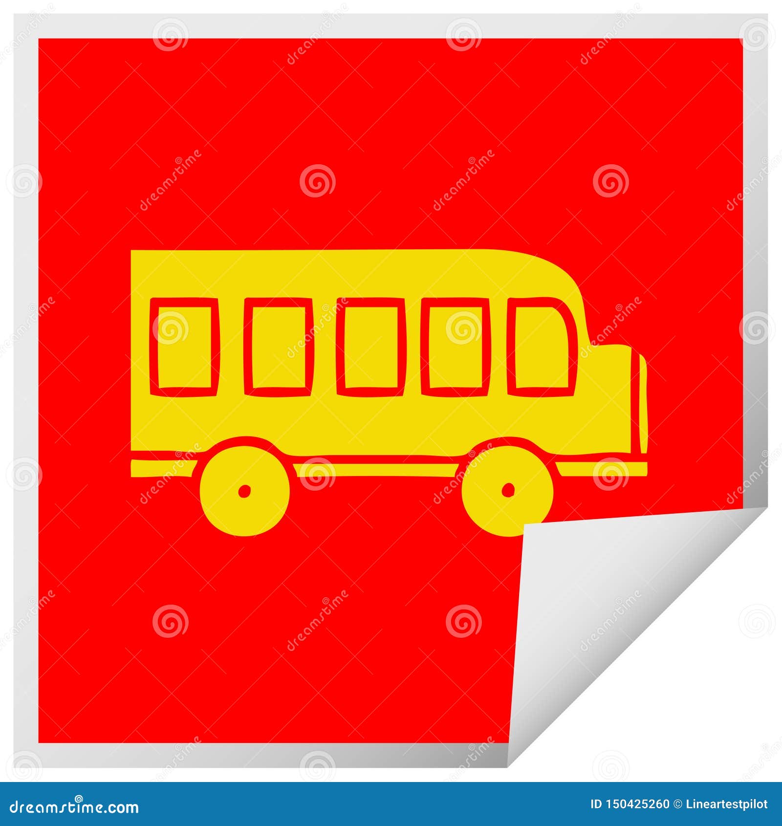 Square Peeling Sticker Cartoon of a School Bus Stock Vector ... Square Peeling Sticker Cartoon of a School Bus Stock Vector ...