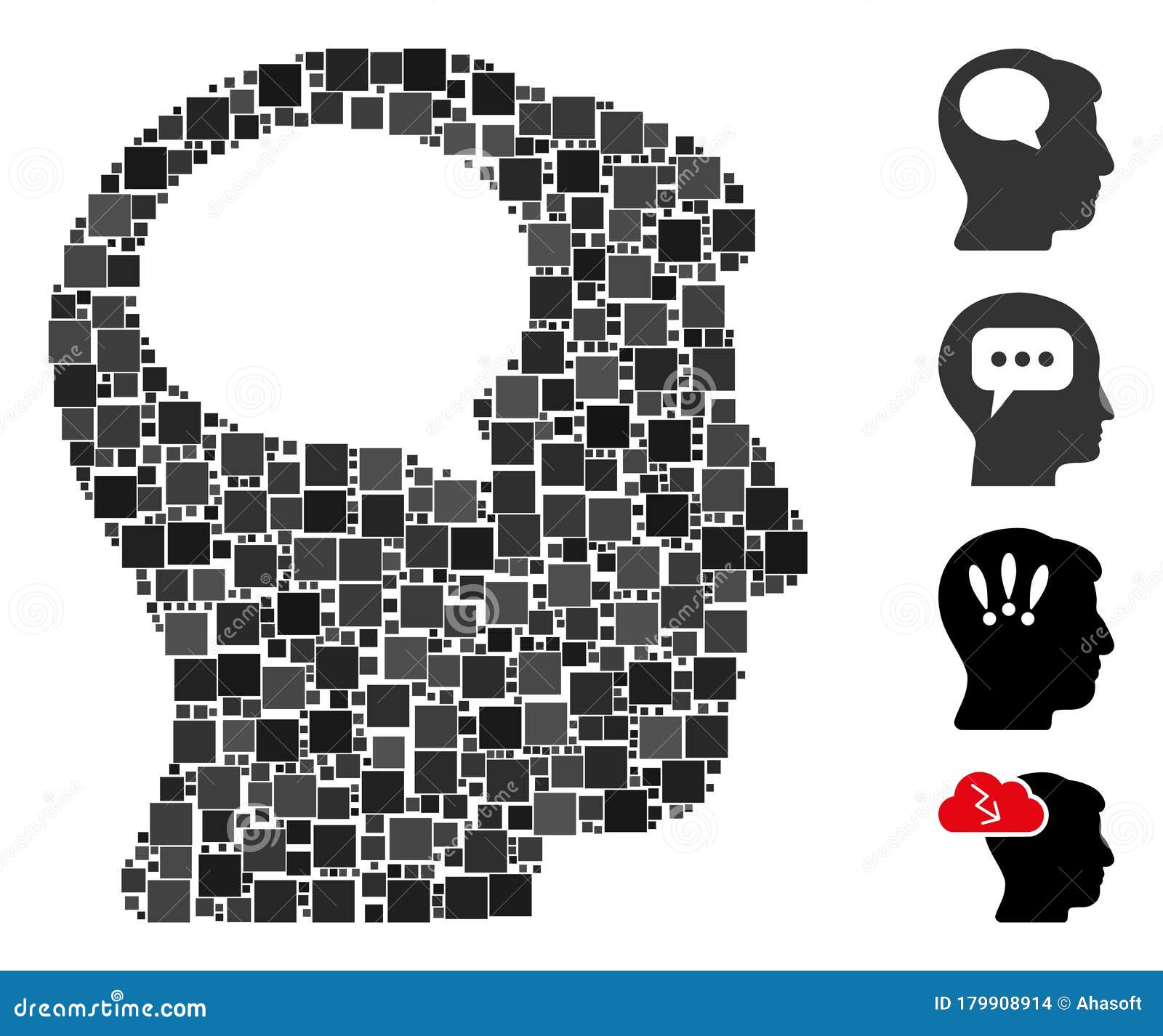 Square Person Thinking Icon Vector Collage Stock Illustration ...