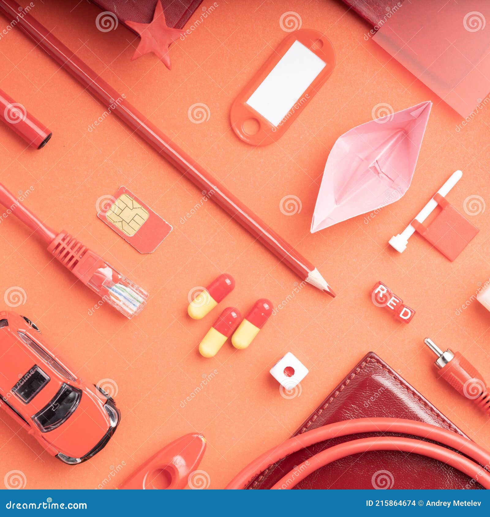 A Square Photo of Red Objects Located on the Same Plane Stock Photo ...