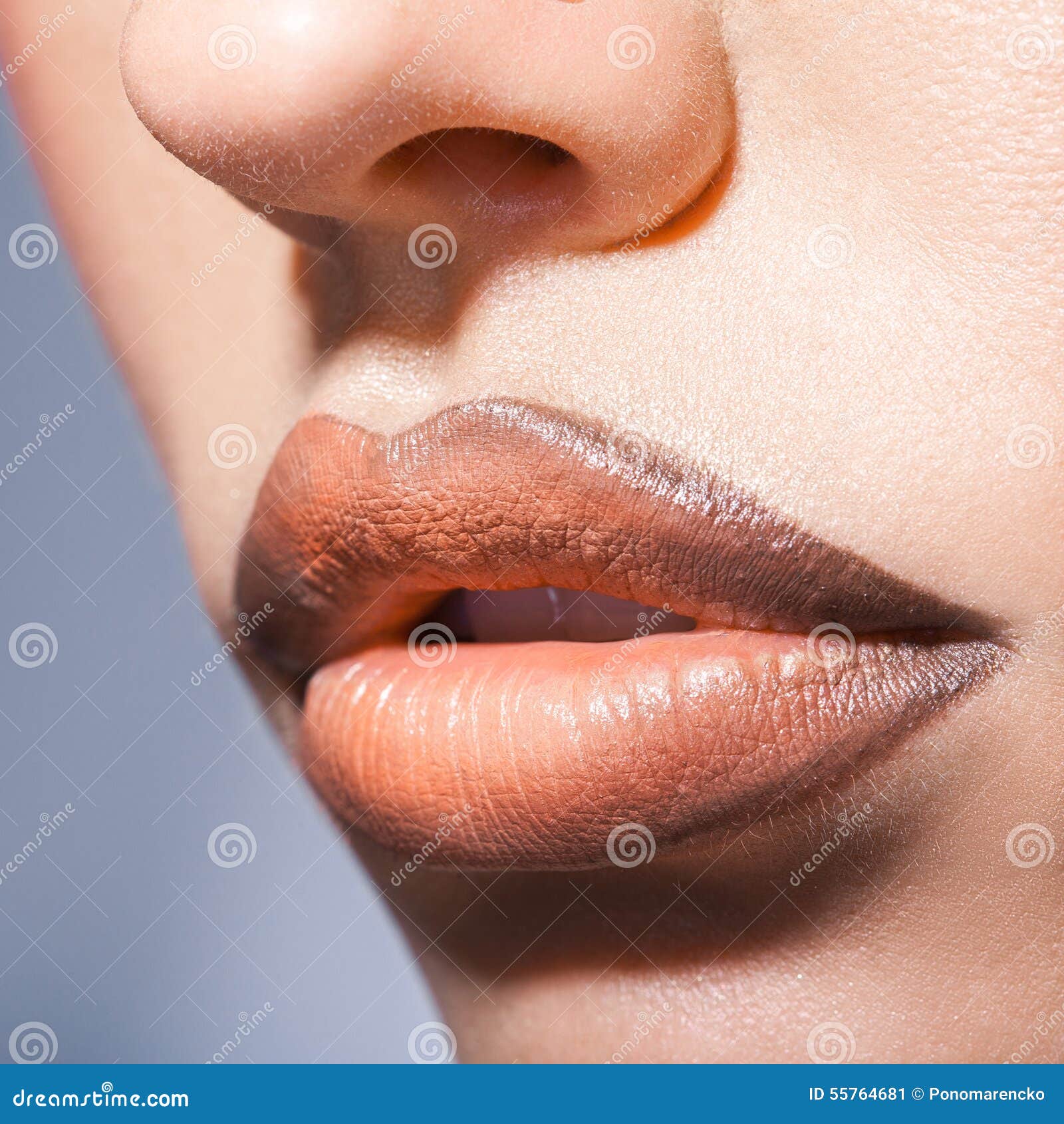 Square Photo of Woman Lips with Lipstick Stock Image - Image of human ...