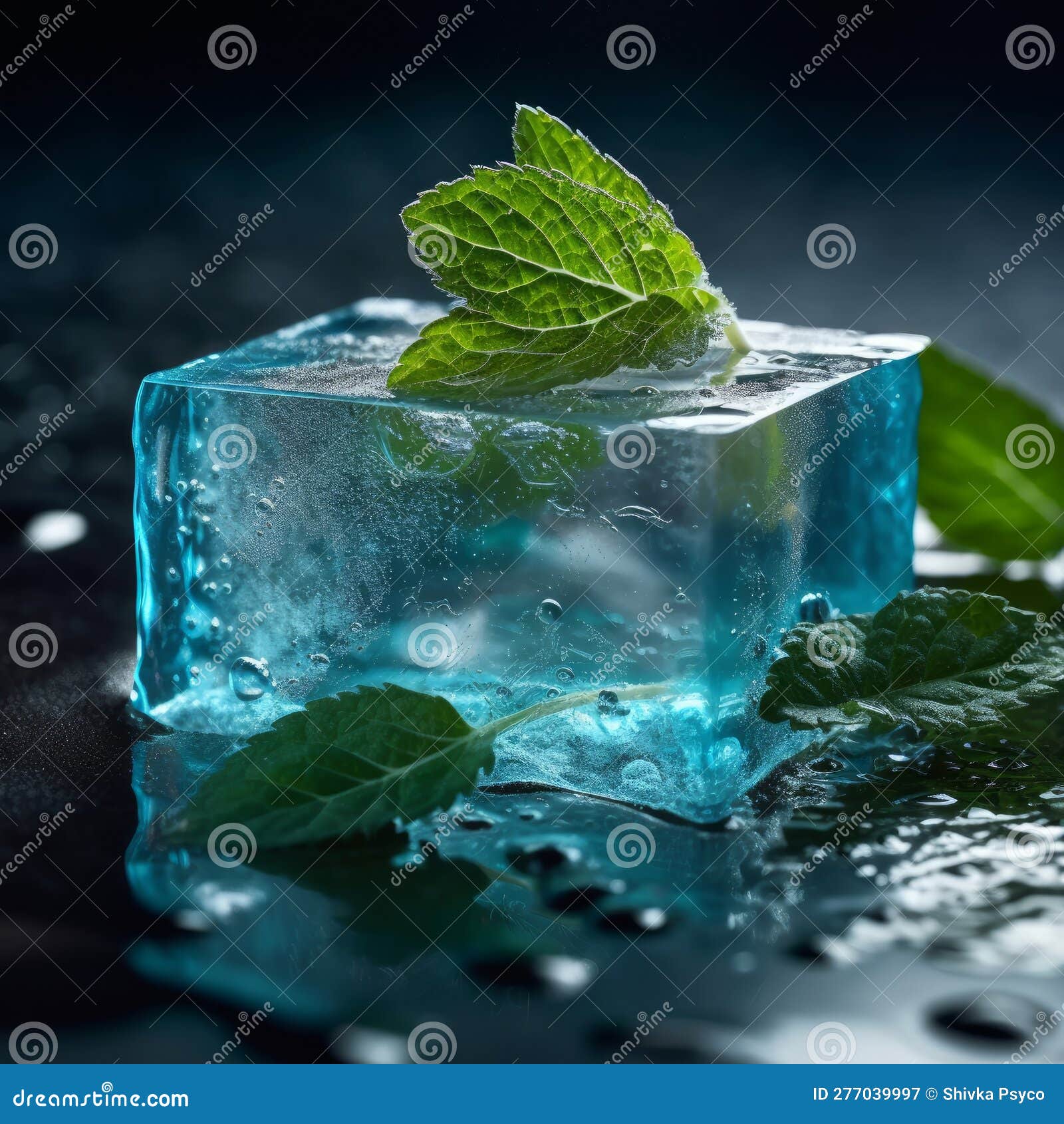A Square Piece of Blue Translucent Soap with Mint Generative AI Stock ...