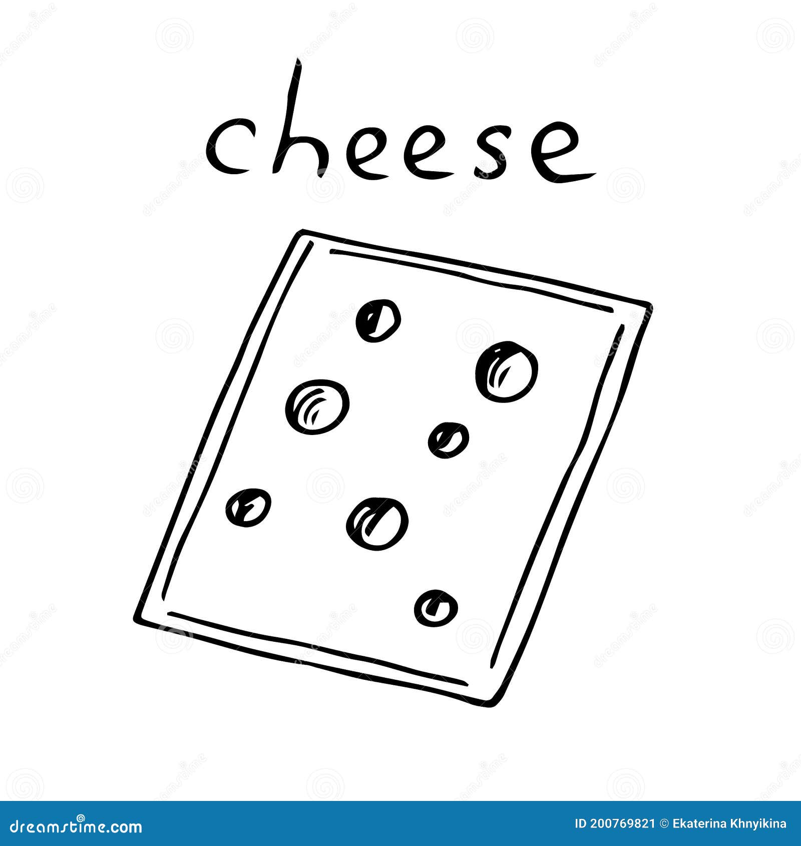 Square Piece of Cheese, Vector Illustration, Hand Drawing Stock ...