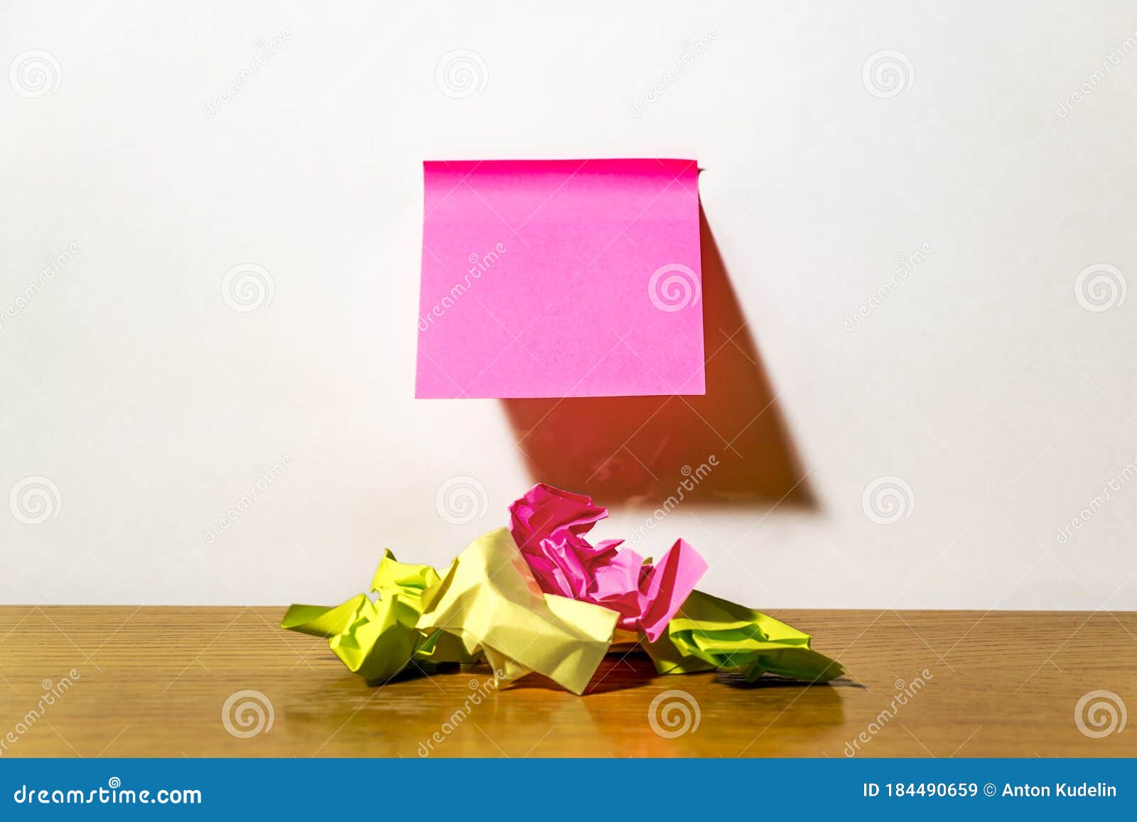 A Square Piece of Paper for Reminders Pasted on the White Wall Stock ...