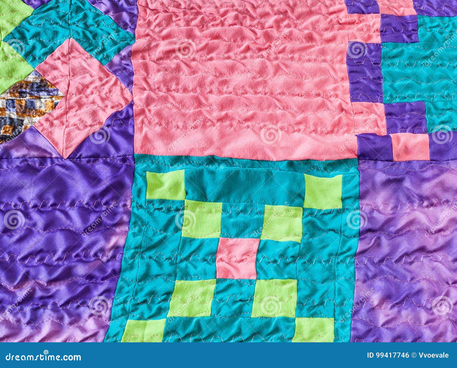 Square Pieces of Fabrics in Stitched Patchwork Stock Photo - Image of ...