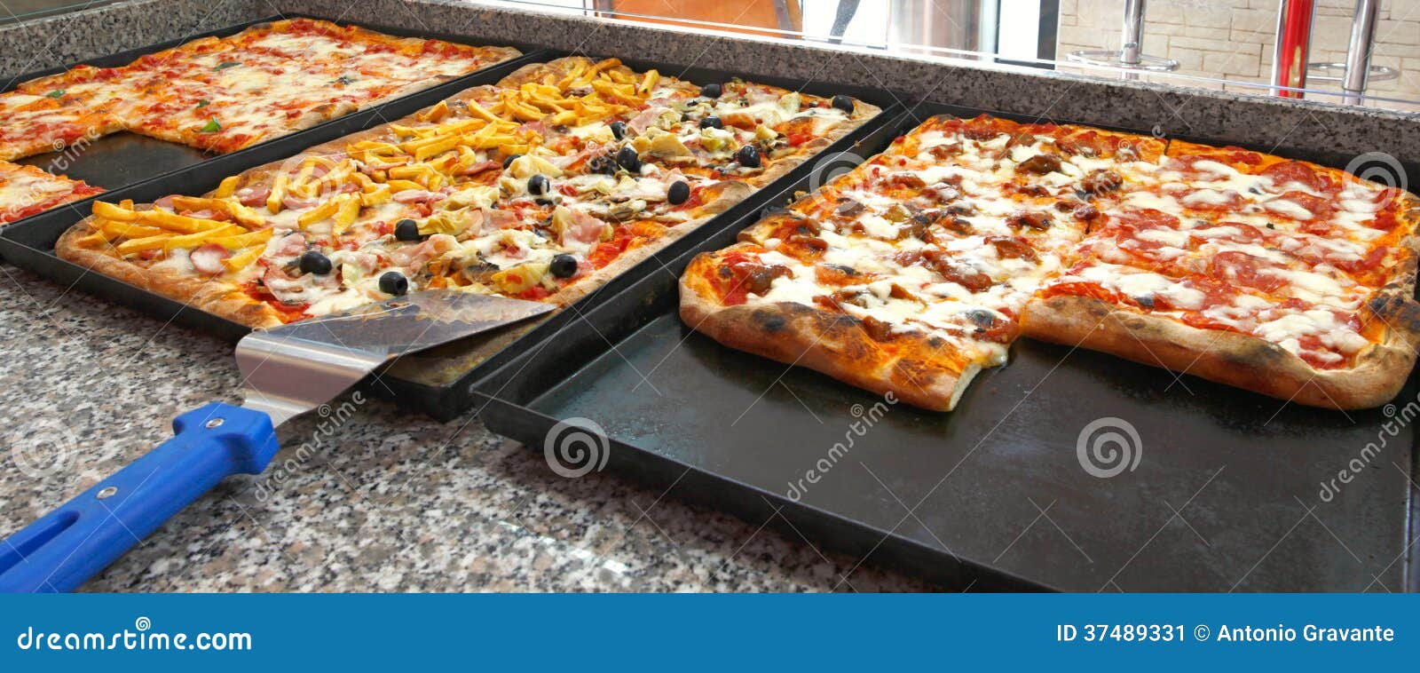 Square pieces of pizza. stock image. Image of healthy - 37489331