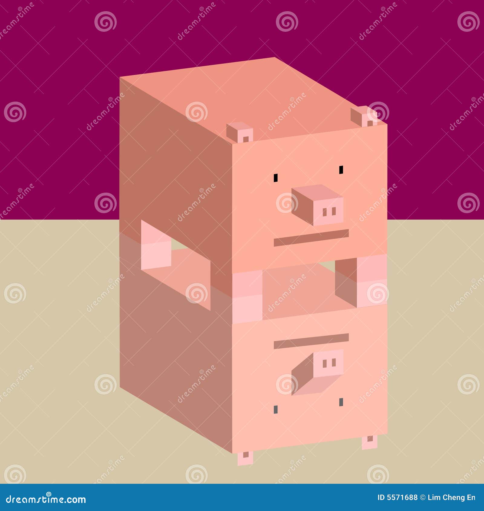 Square pig stock vector. Illustration of hogs, style, shape - 5571688