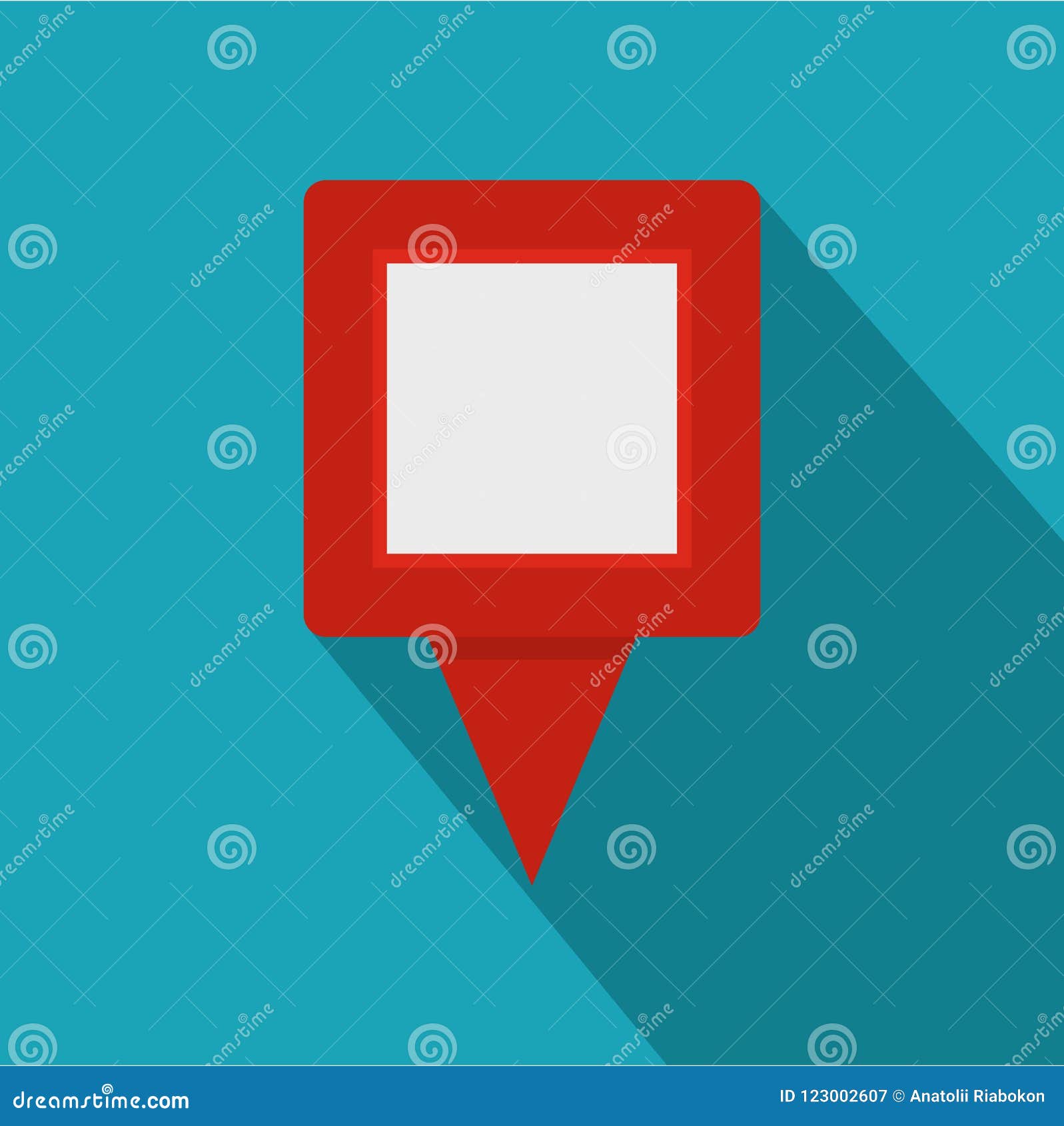 Square Pin Icon, Flat Style. Stock Illustration - Illustration of ...