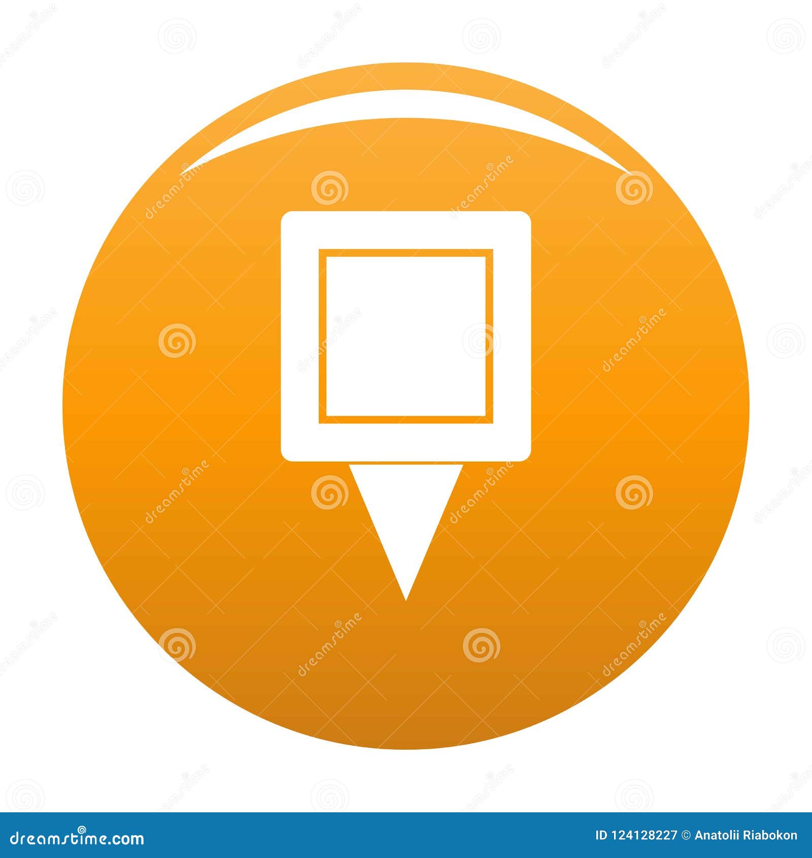 Square Pin Icon Vector Orange Stock Vector - Illustration of sharp ...