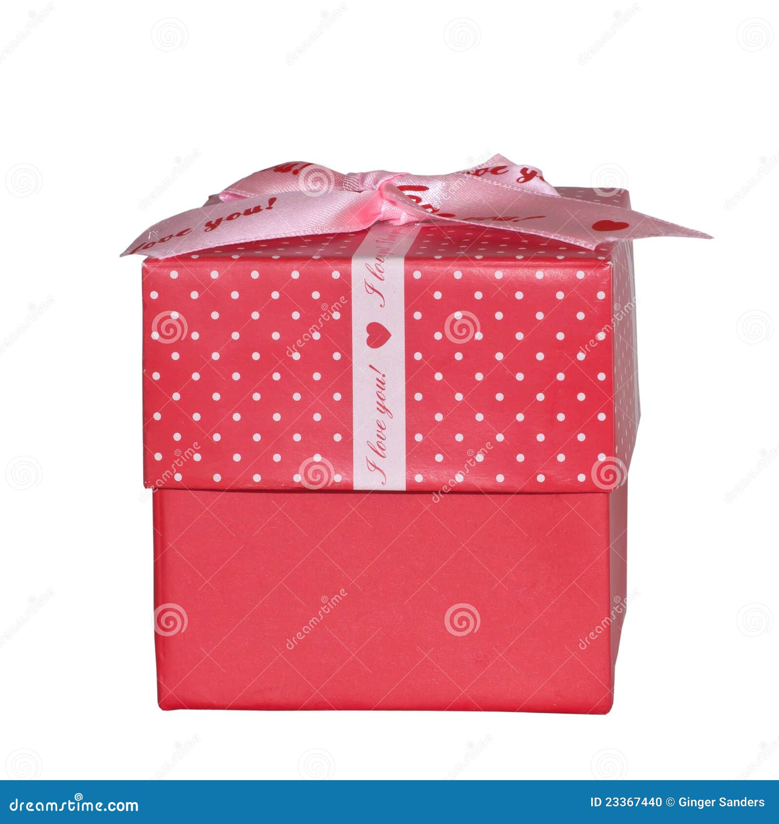 Square Pink Gift Box Isolated Stock Photo - Image of polka, heart: 23367440