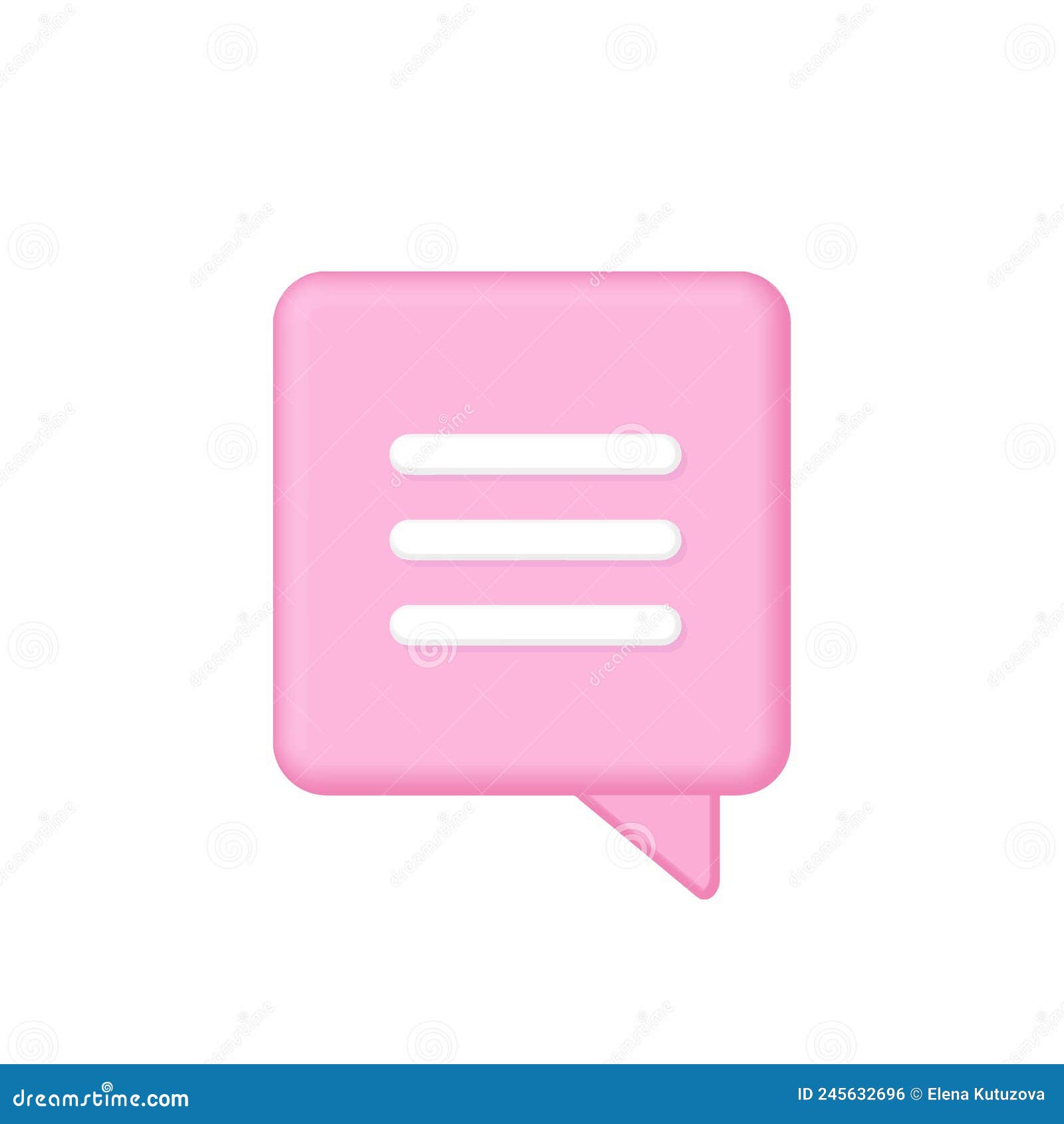 Square Pink Speech Bubble with Text. 3d Vector Icon, Minimal Style ...